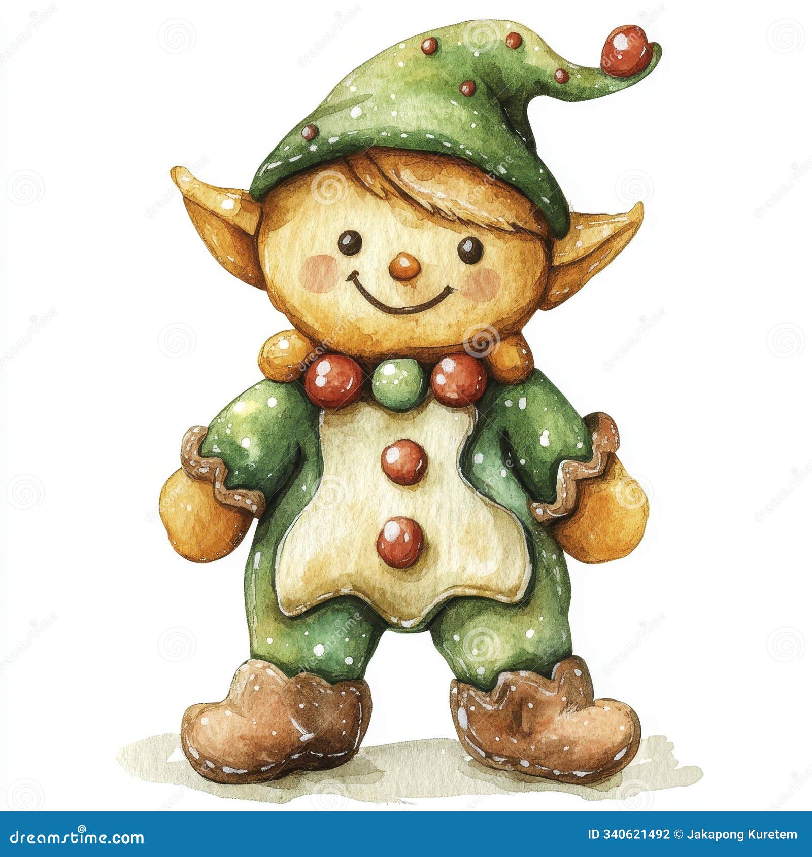Festive Elf Shaped Cookie with Colorful Icing on White Background Stock ...