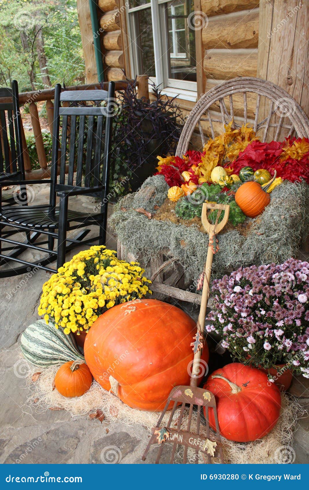 Festive Fall stock photo. Image of fall, chalet, chair - 6930280