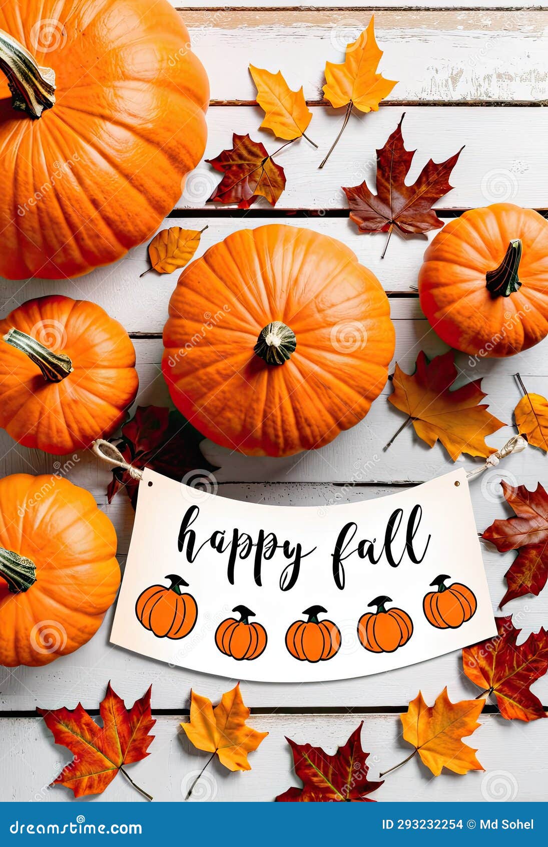 A Festive Fall Banner with the Words -Happy Fall- in a Cursive Font ...