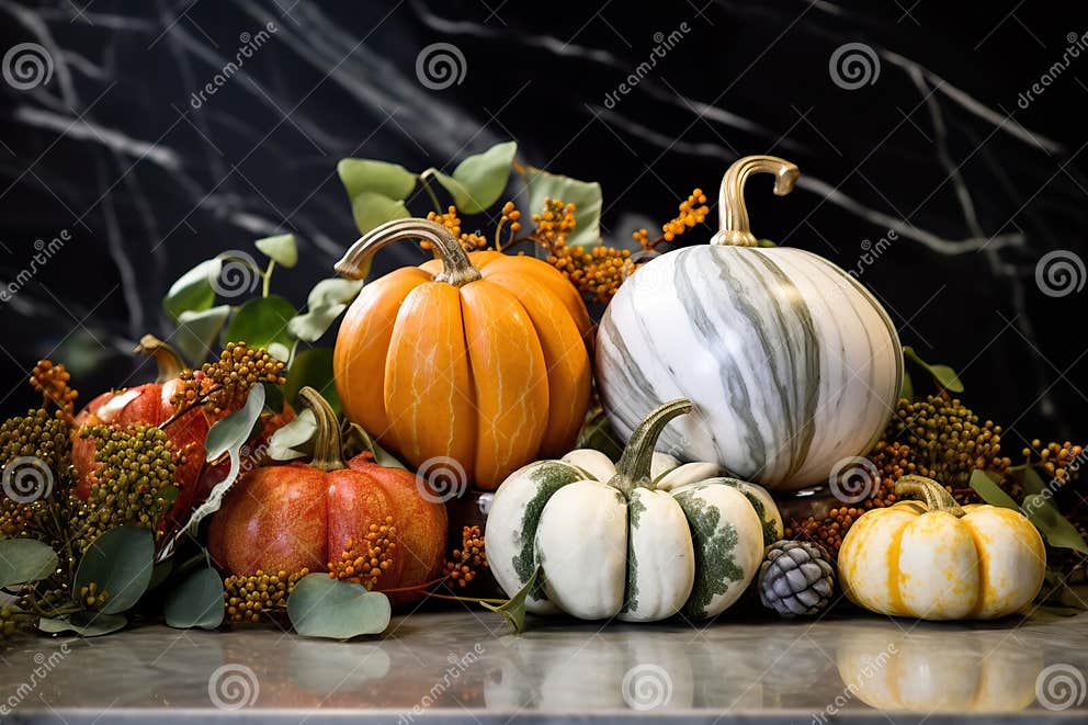 Festive Fall Vibes: Decorative Pumpkins. Stock Photo - Image of autumn ...