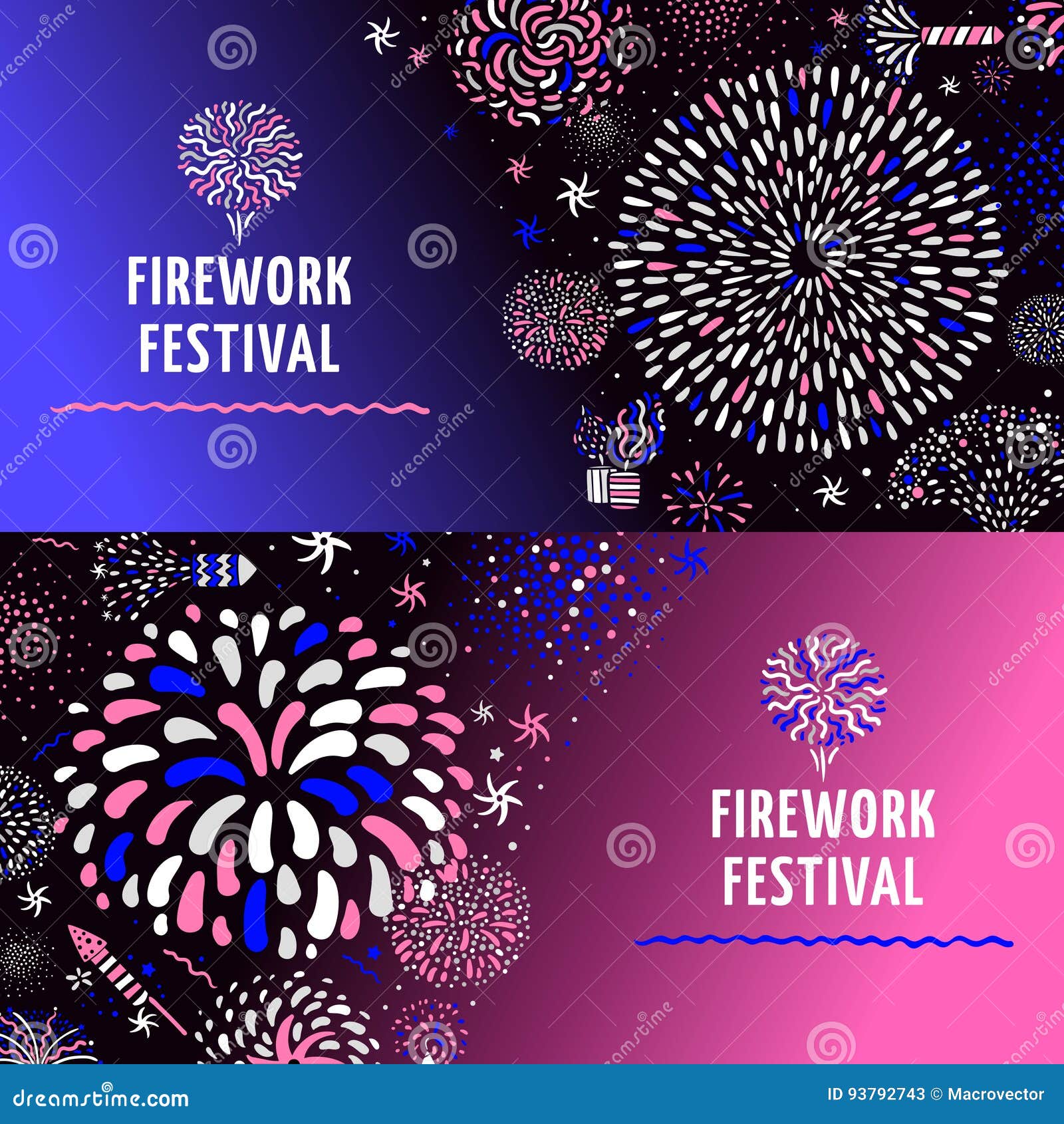 Festive Firework 2 Banners Set Stock Vector - Illustration of ...