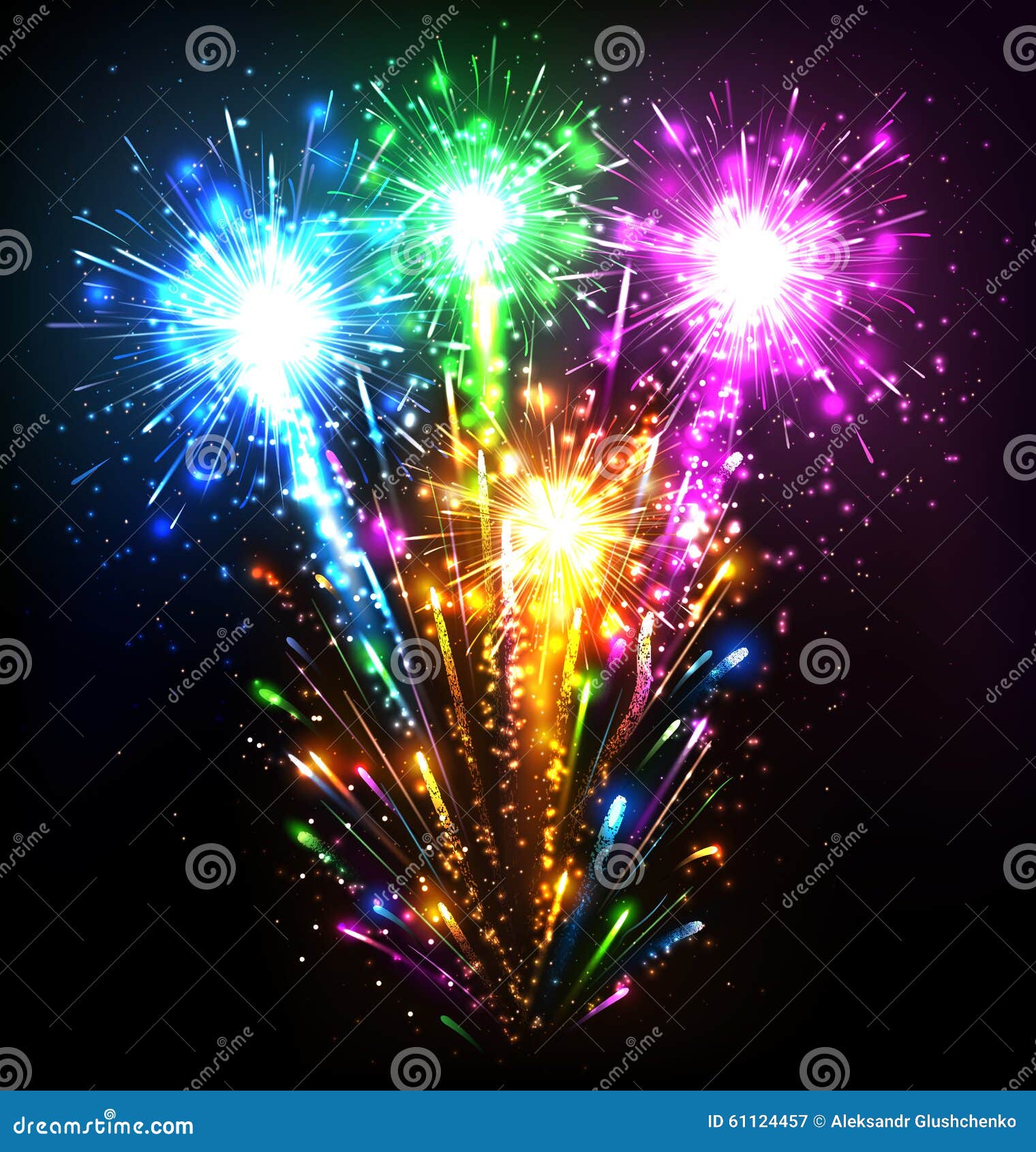 Festive Firework, Happy Birthday And Celebration Party Symbol Cartoon ...