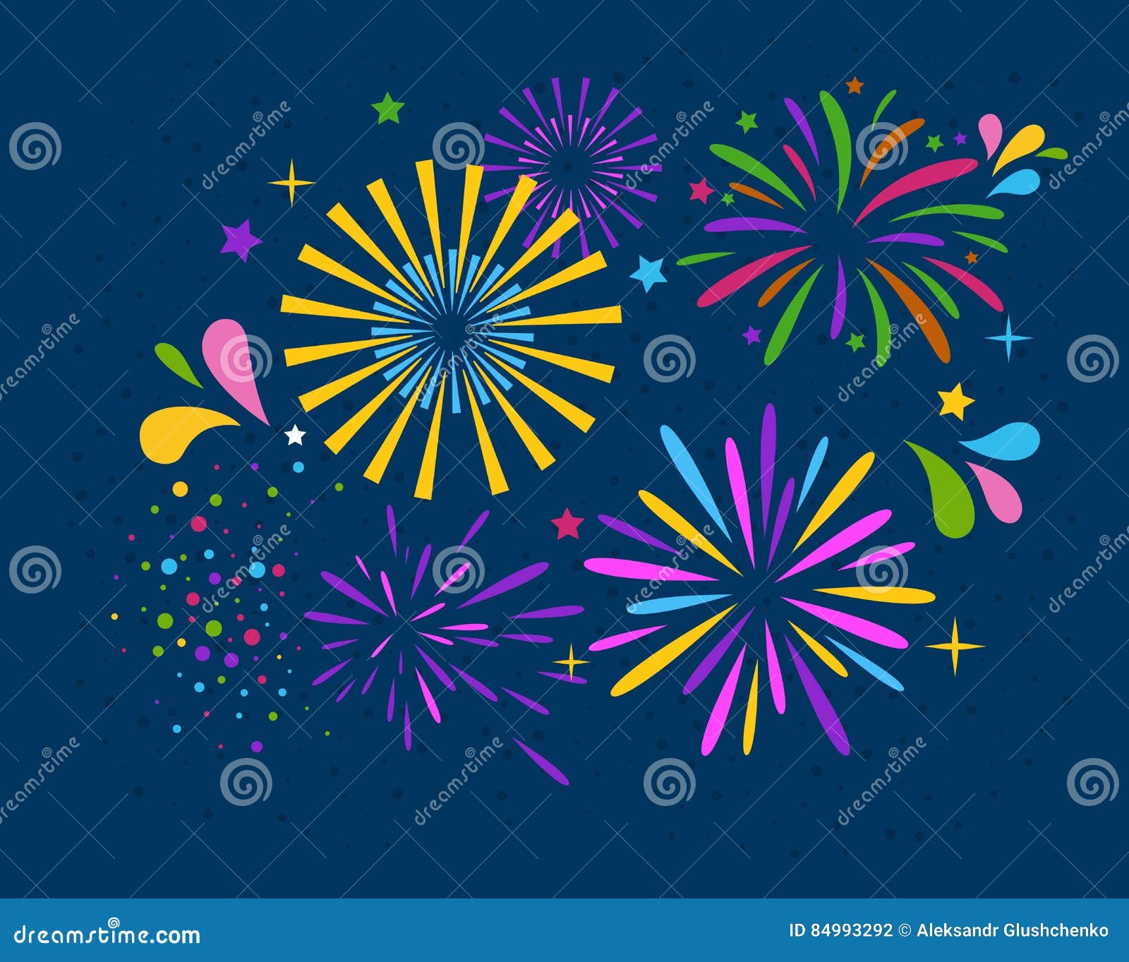 Festive Firework, Happy Birthday And Celebration Party Symbol Cartoon ...