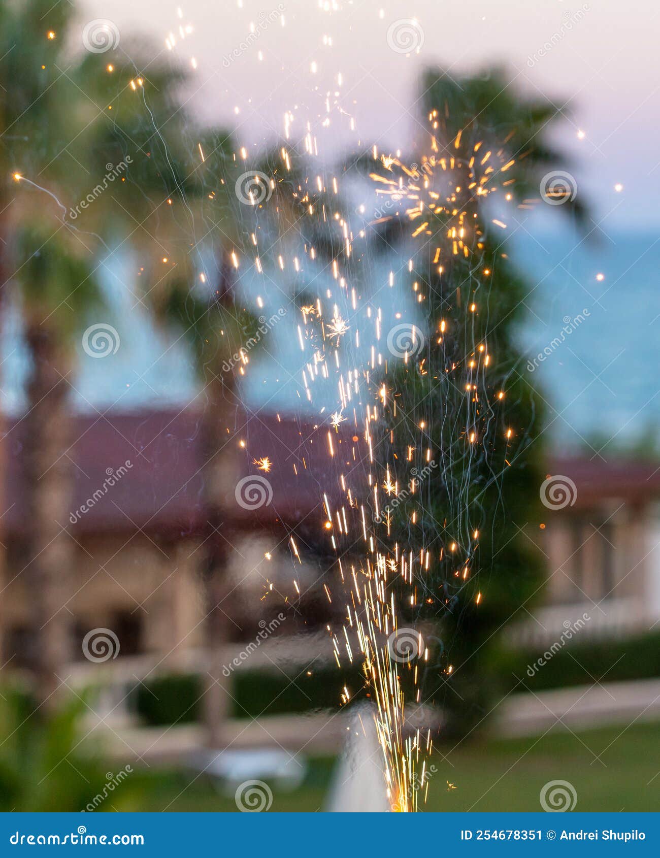Festive Firework Sparks in a Park. Stock Image - Image of exposure ...