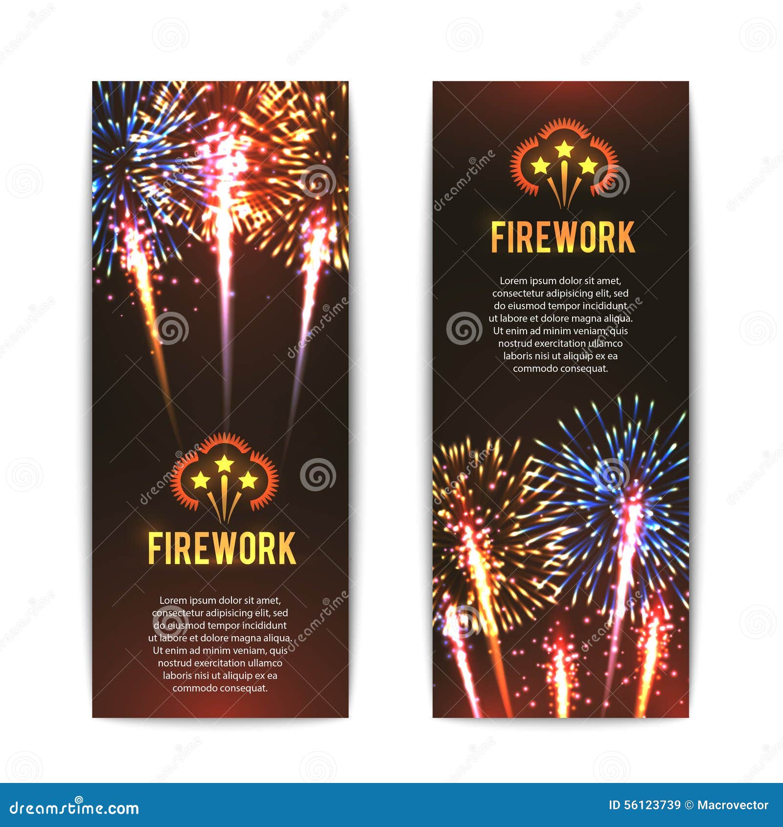 Festive Firework 2 Vertical Banners Set Stock Vector - Illustration of ...