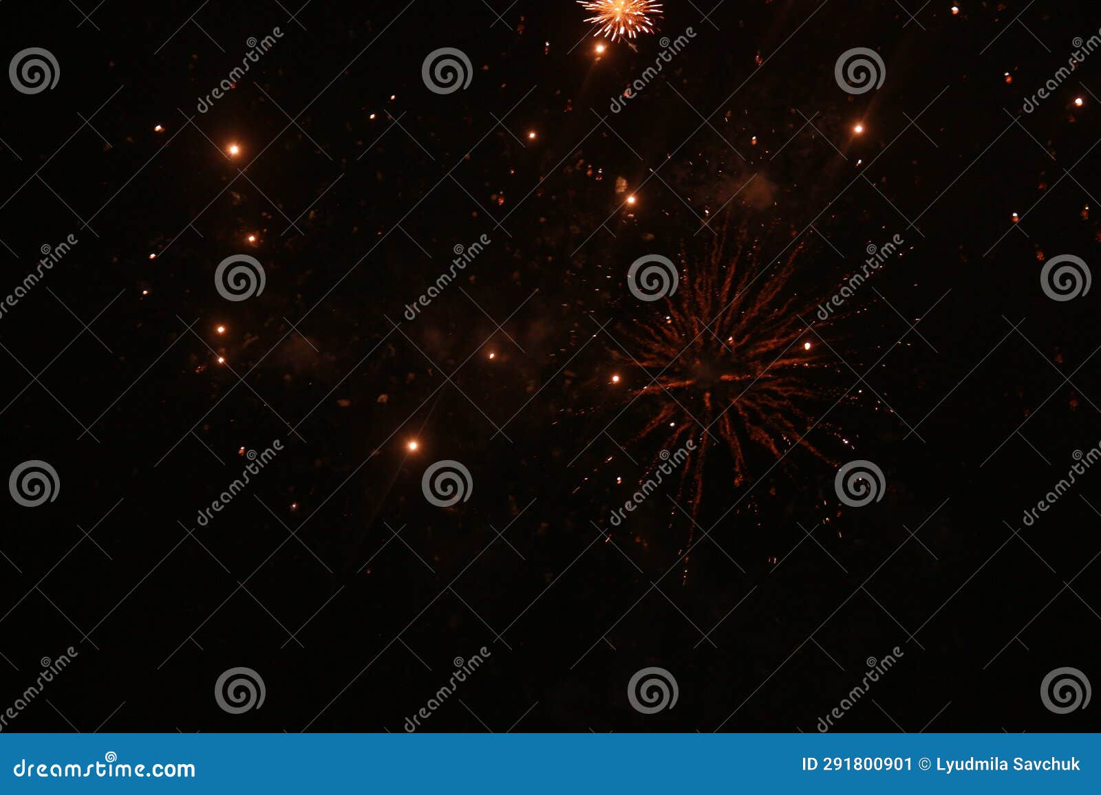 Festive Fireworks in the Black Sky Stock Image - Image of black ...