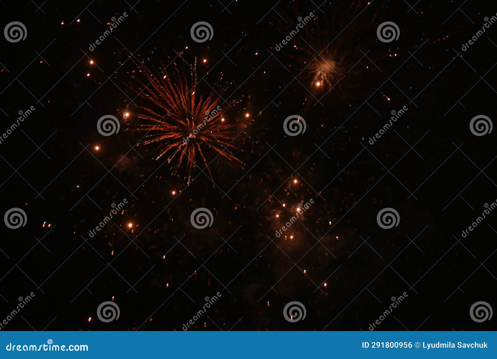 Festive Fireworks in the Black Sky Stock Photo - Image of black ...