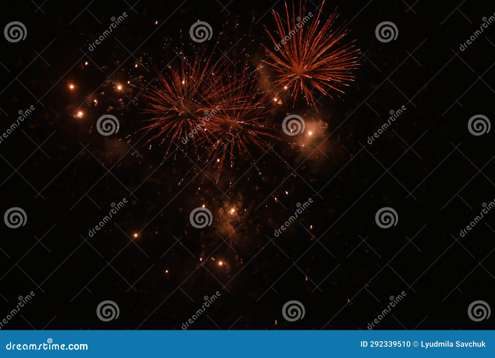 Festive Fireworks in the Black Sky Stock Photo - Image of black ...