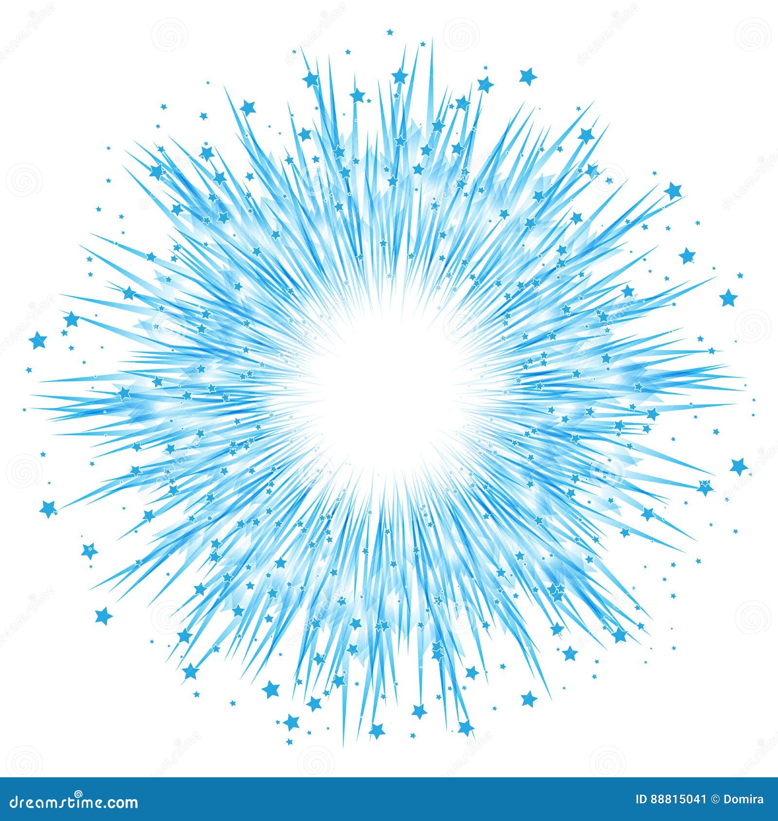 Festive Fireworks of Blue Gradient Rays and Stars. Effect Power ...