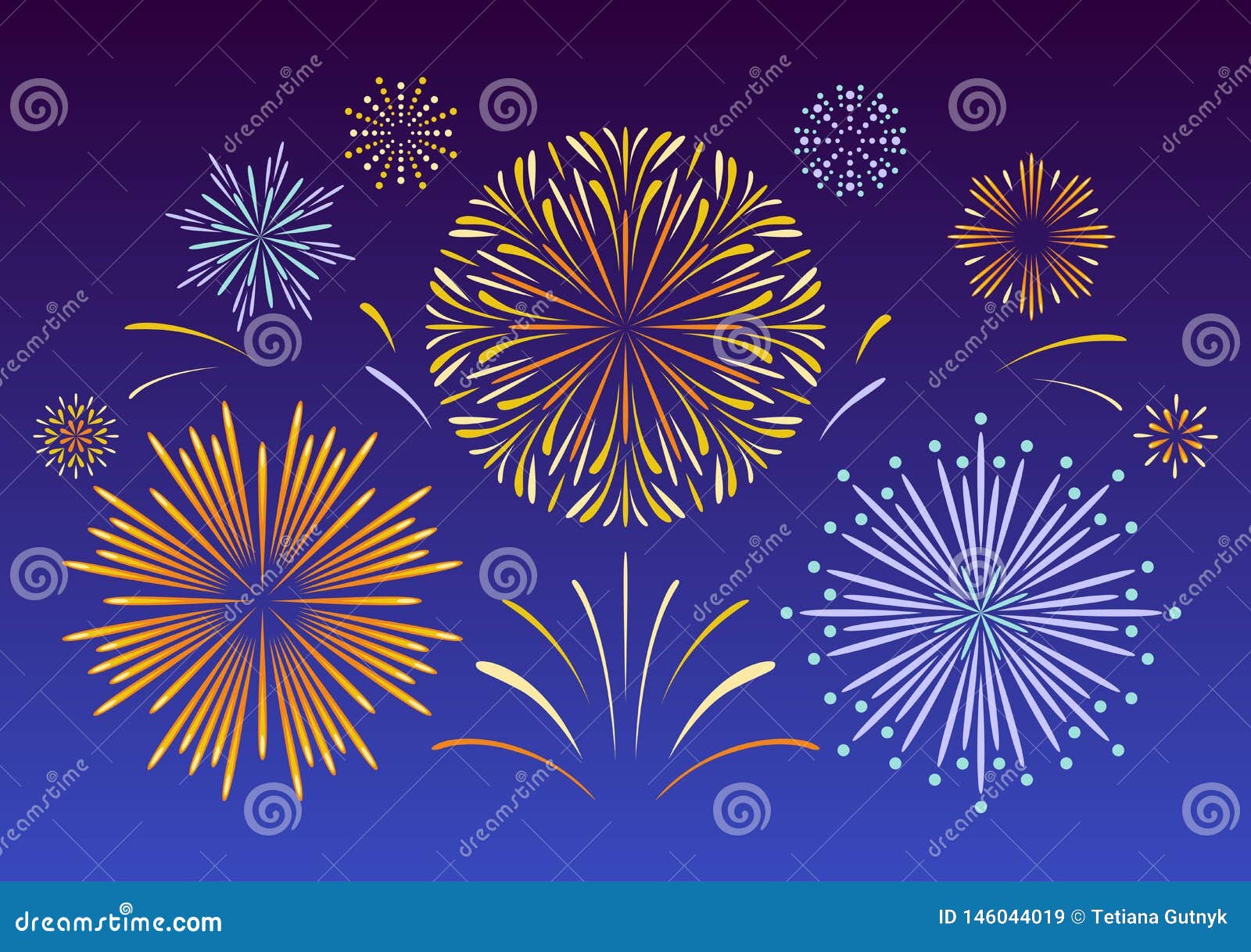 Festive Fireworks. Bright Flash on a Dark Background Stock Vector ...