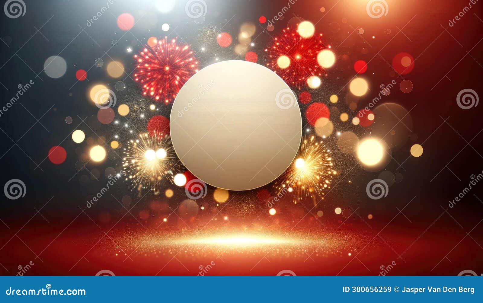 Festive Fireworks Display with Blank Circle for Text, AI Generated ...