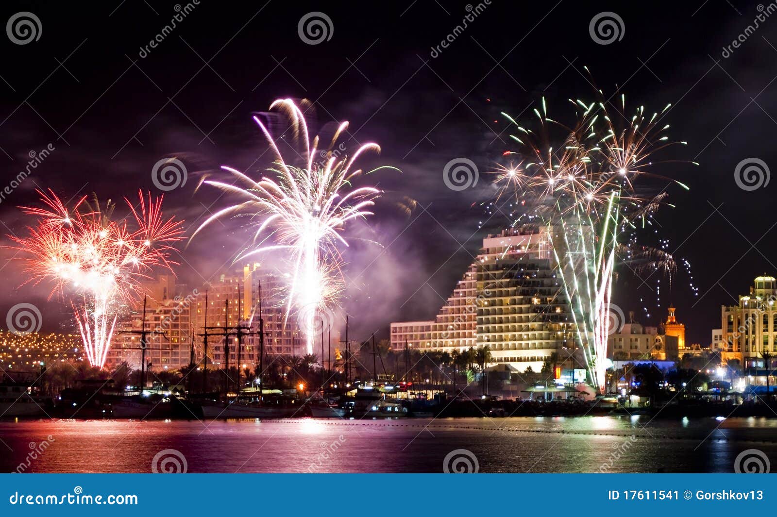 Festive Fireworks in Eilat City, Israel Stock Image - Image of nature ...