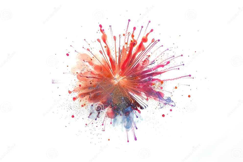 Festive Fireworks Exploding on a Transparent White Backdrop Stock ...