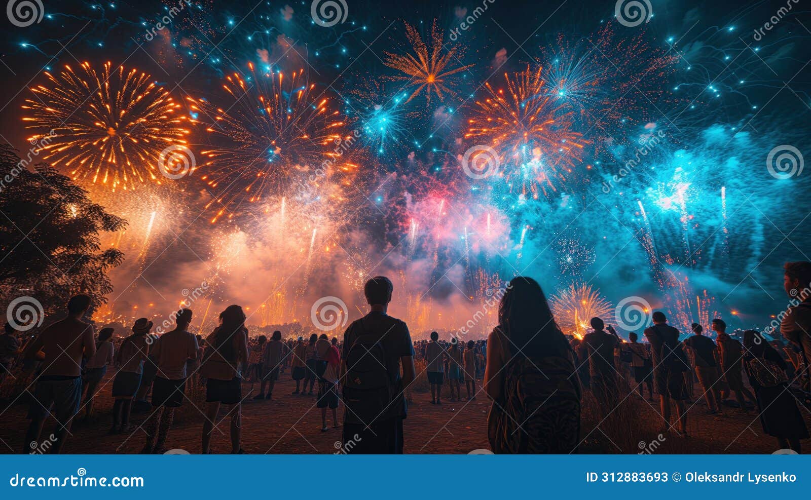 Festive Fireworks Night Landscape Stock Illustration - Illustration of ...