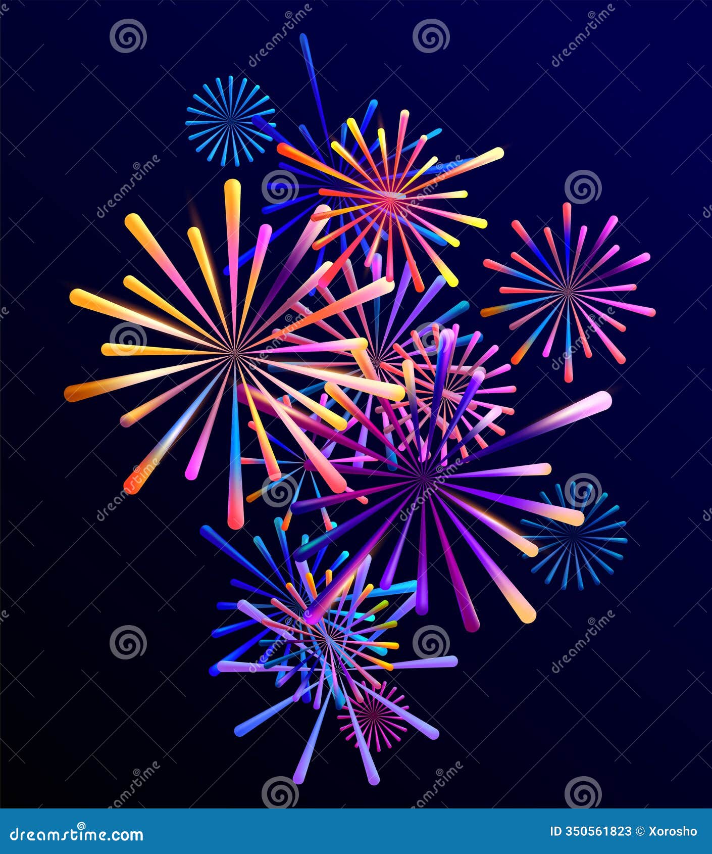 Festive Fireworks Set. Christmas Firecracker Light Effect Isolated On ...