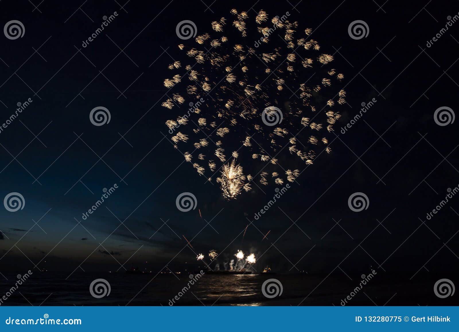 Fireworks, Shooting Rockets and Fire Stock Image - Image of festive ...