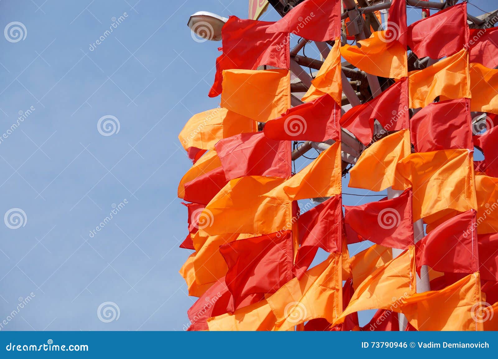 Festive Flags of Red and Orange Color Stock Photo - Image of beauty ...
