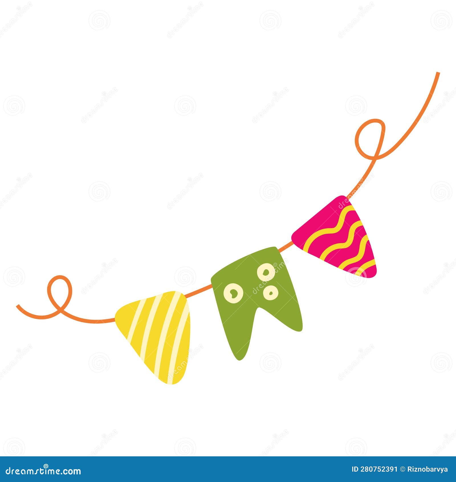 Festive Flags on a Rope. Doodle Bunting. the Concept of the Holiday ...