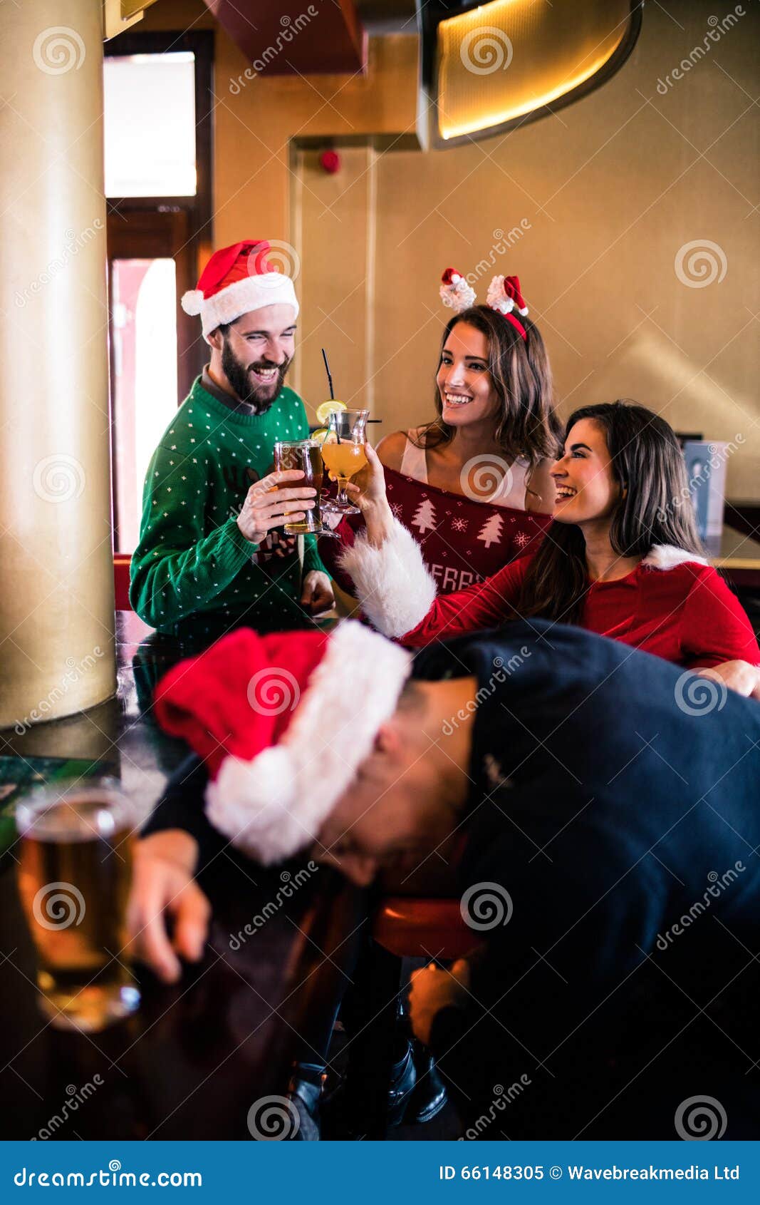 Festive Friends Drinking Beer and Cocktail Stock Image - Image of ...