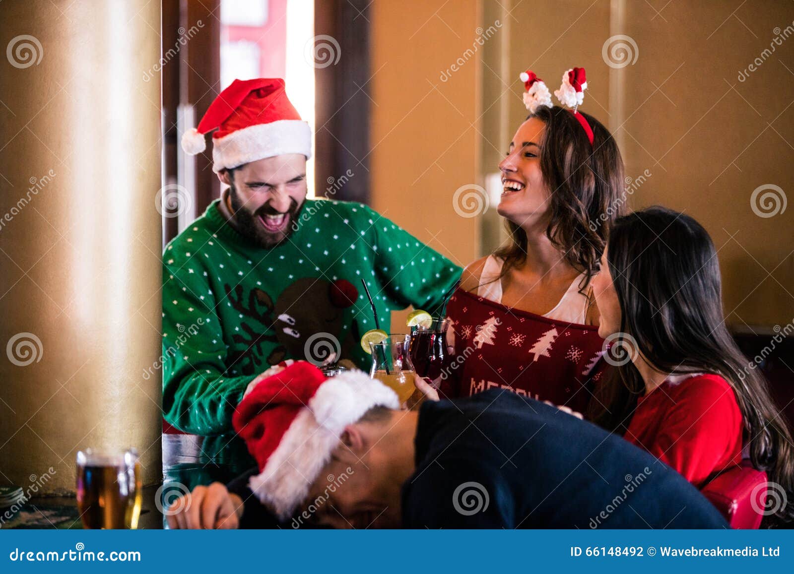 Festive Friends Drinking Beer and Cocktail Stock Photo - Image of ...