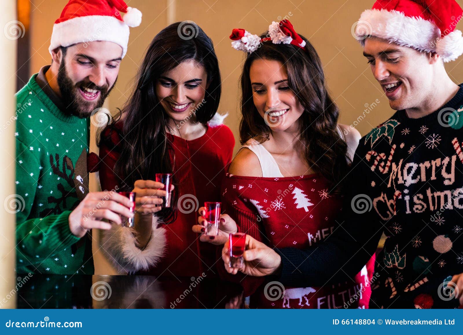 Festive Friends Having Shots Stock Photo - Image of holding, enjoying ...