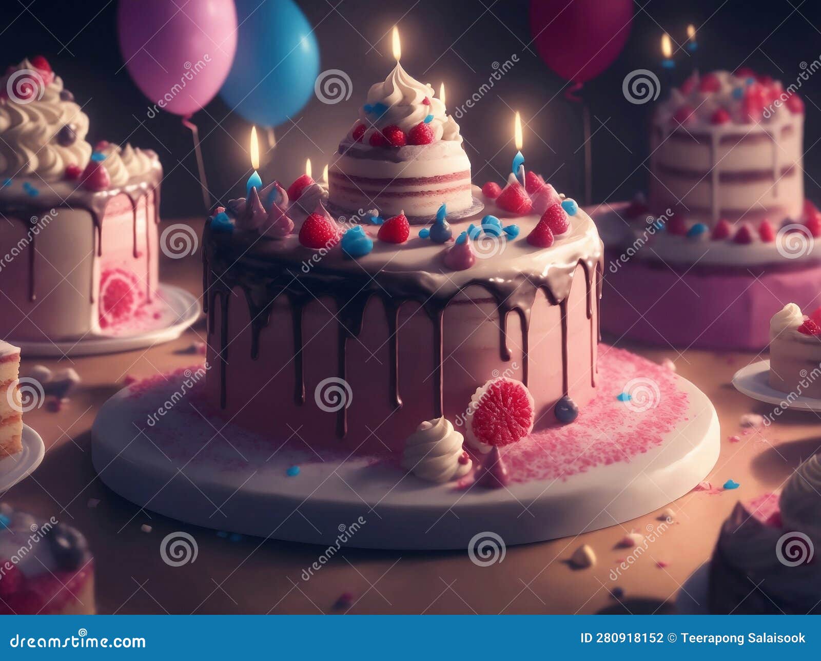 A Festive and Fun Cake Party, Generative AI Illustration Stock ...