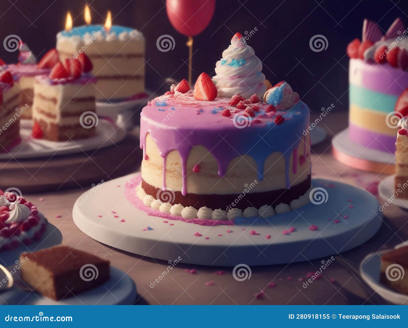 A Festive and Fun Cake Party, Generative AI Illustration Stock ...