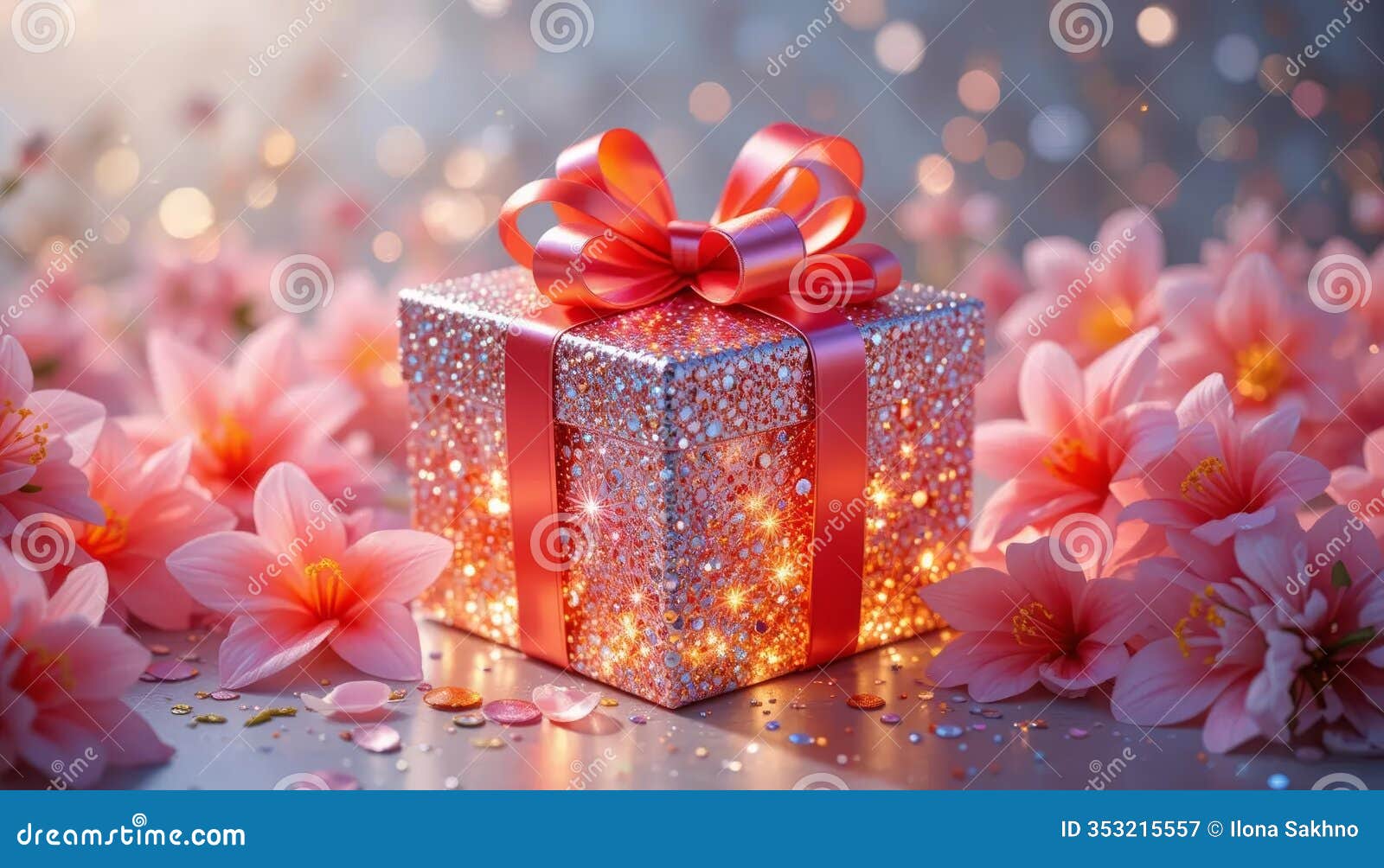 Festive Gift Box Glowing with Magical Sparkles Stock Image - Image of ...