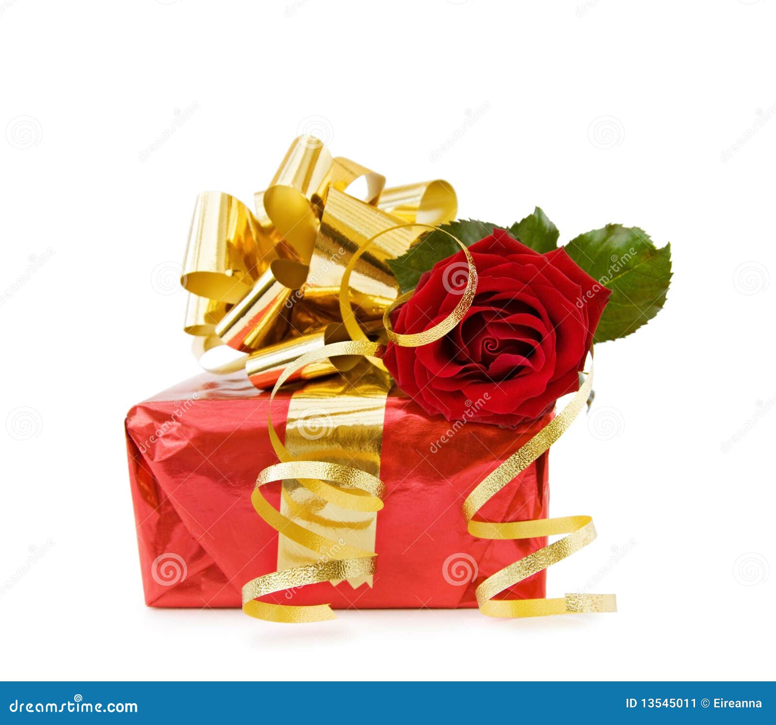 Festive gift with red rose stock image. Image of present - 13545011