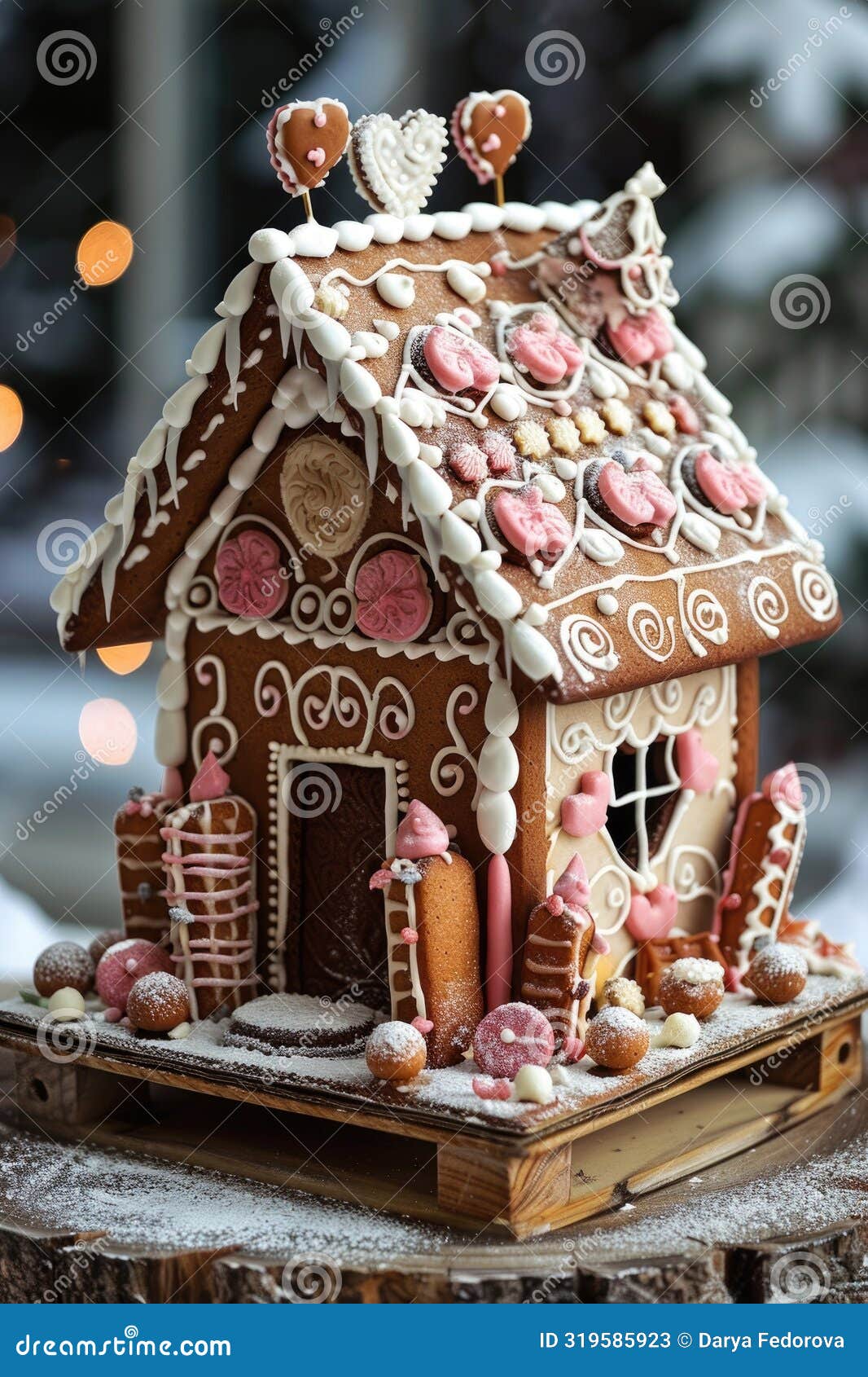 Festive Gingerbread House Decorated with Icing and Candy for Holiday ...