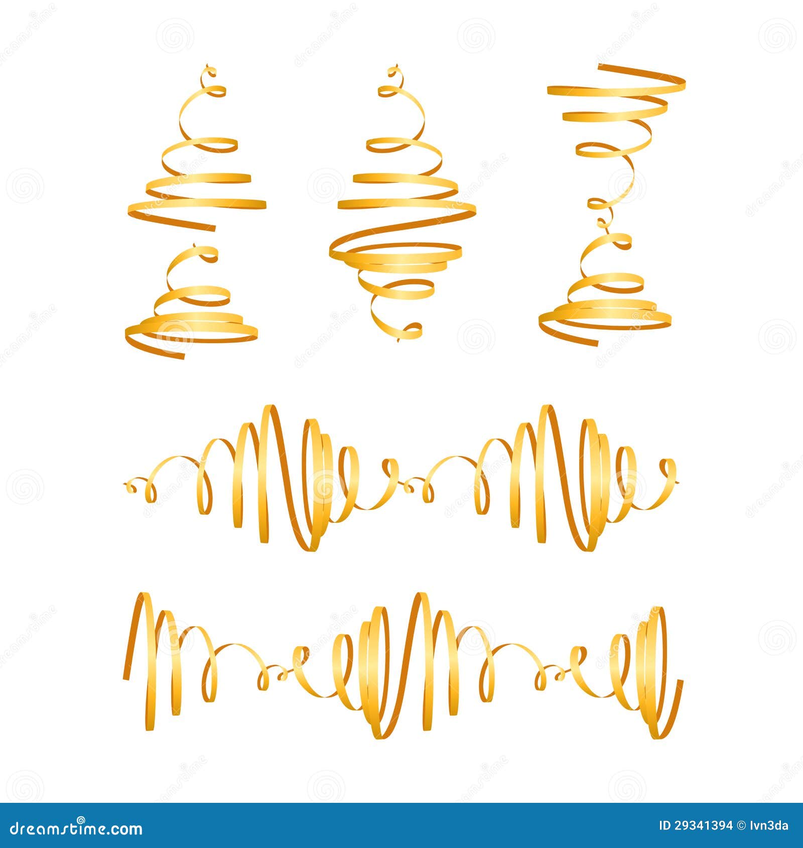Festive gold streamers stock vector. Illustration of decoration - 29341394
