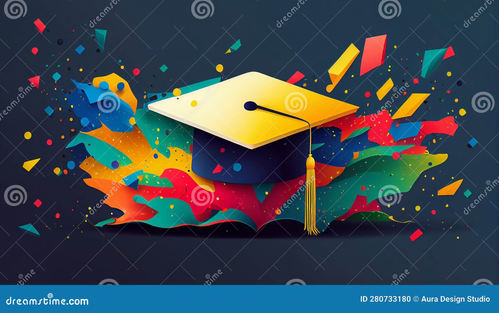 Festive Graduation Cap and Confetti Illustration. Stock Illustration ...