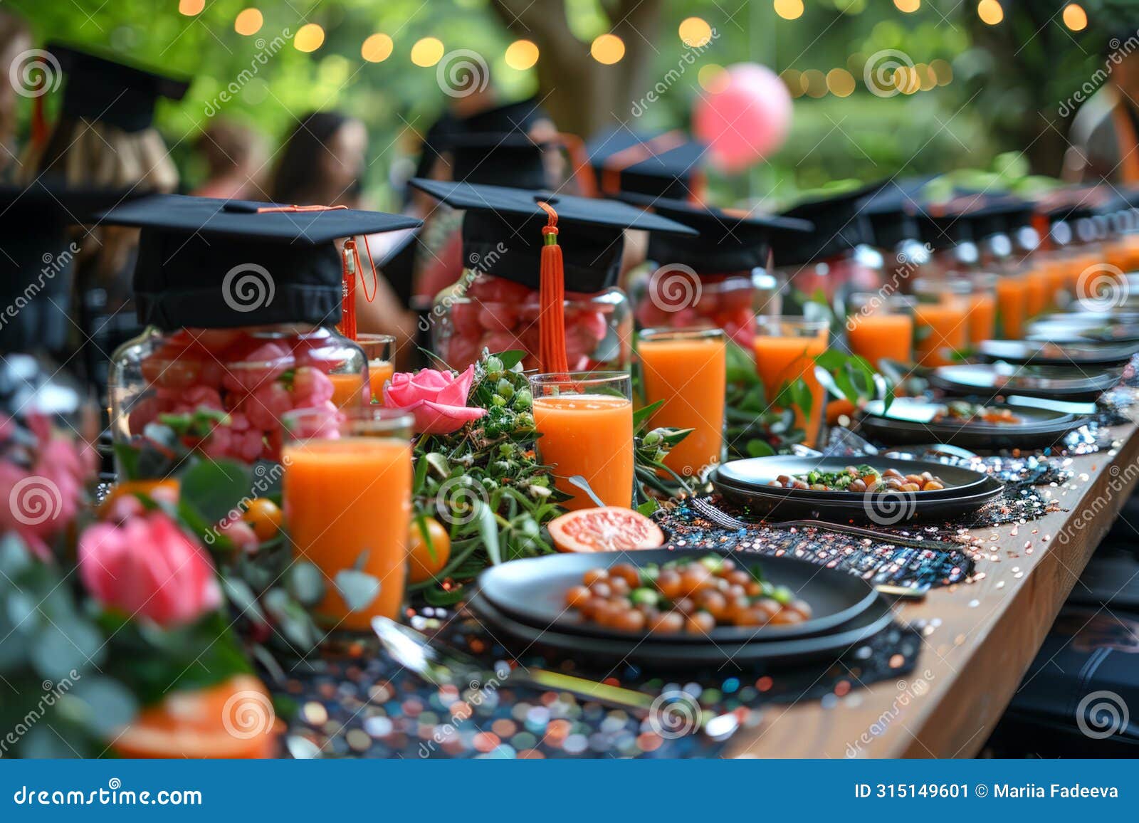 Festive Graduation Table Setup with Decorations, Ideal for Event ...