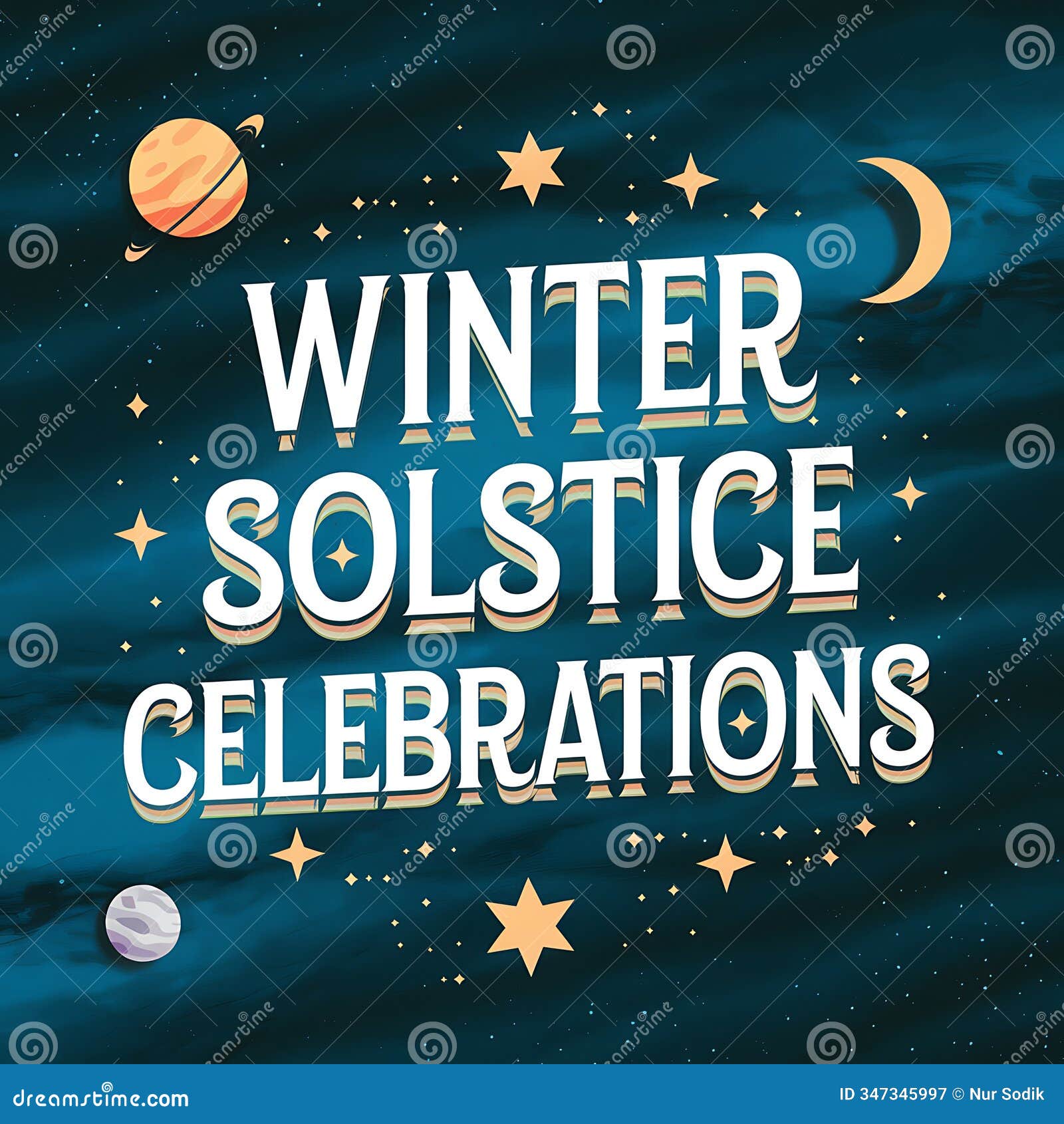 Winter Solstice Celebrations Cosmic Space Design Stock Image - Image of ...