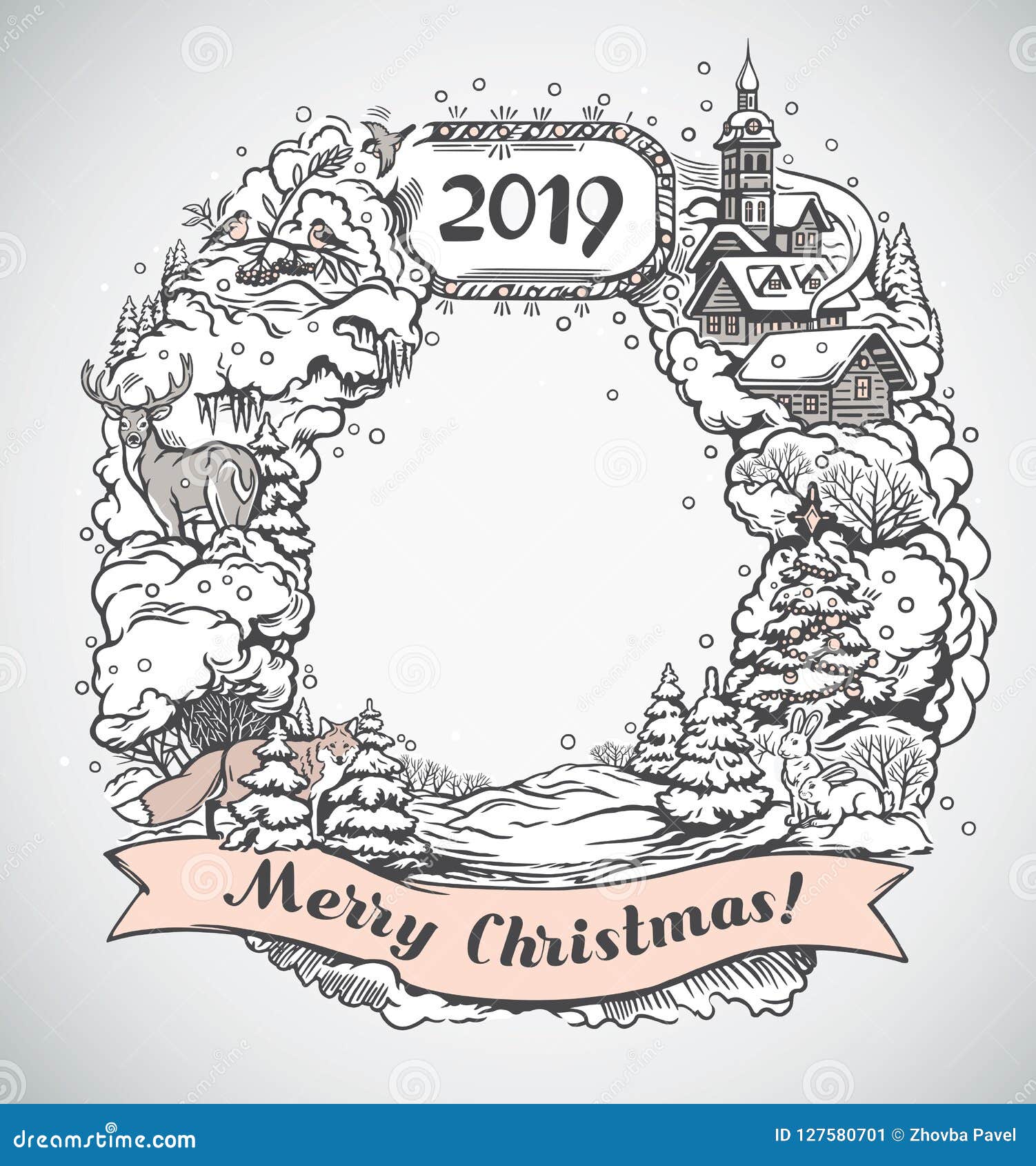 Festive Graphic Frame with Christmas Elements Stock Vector ...
