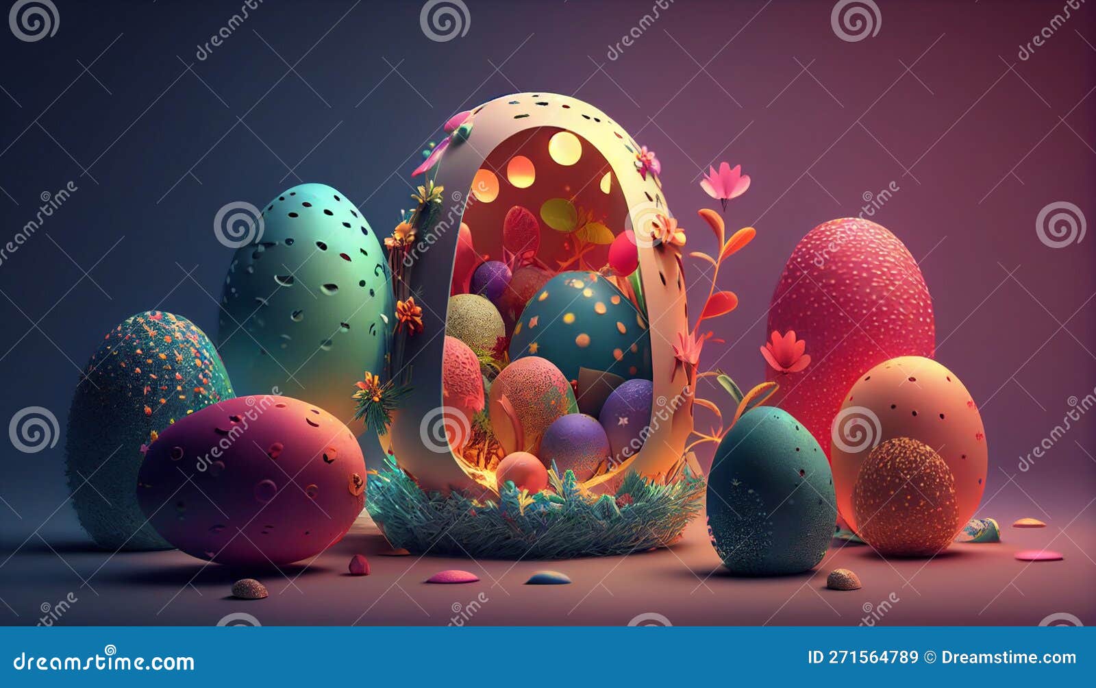 Festive Happy Easter Craft 3D Eggs Composition. Generative AI ...