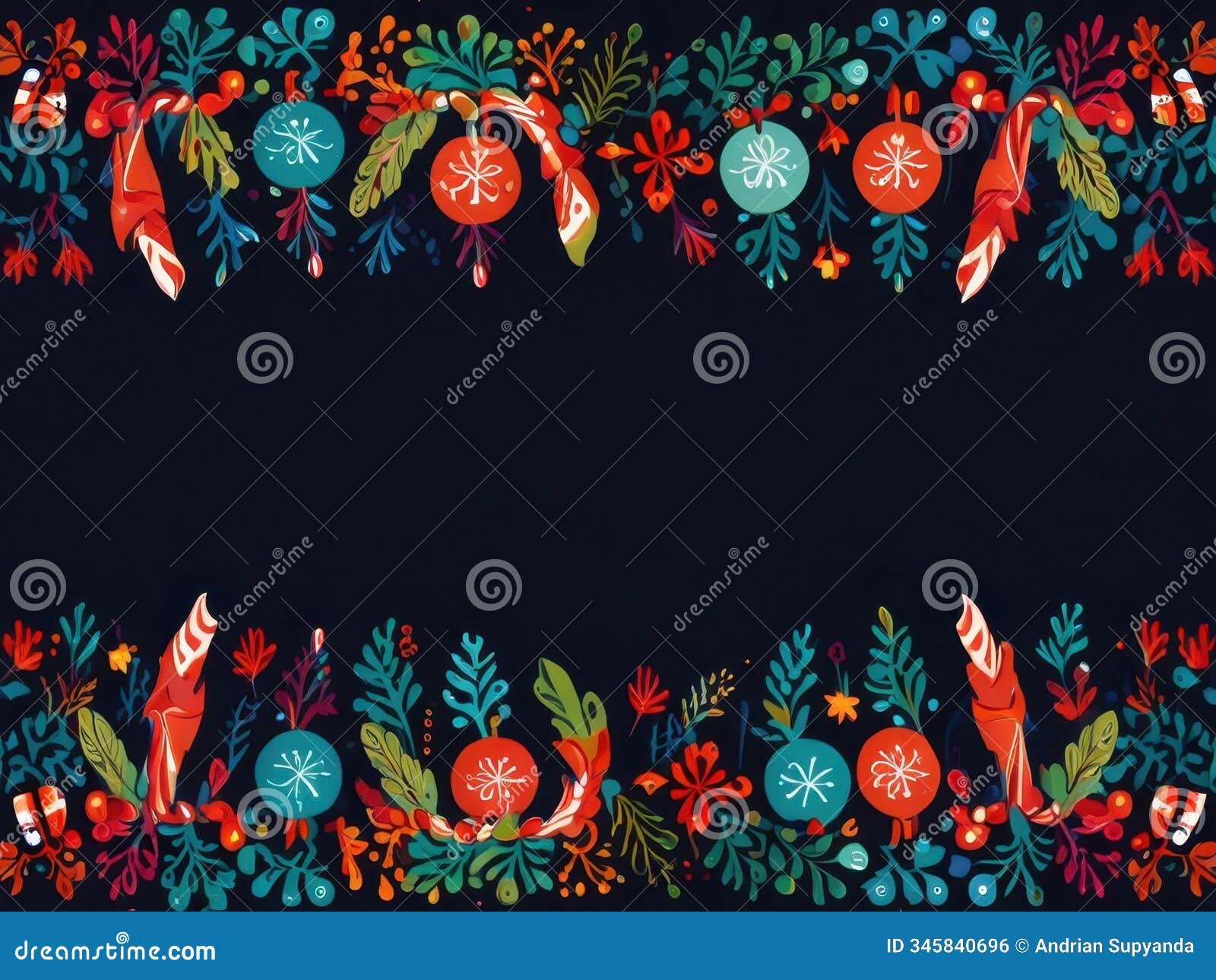 Festive Holiday Floral Border Design Stock Illustration - Illustration ...