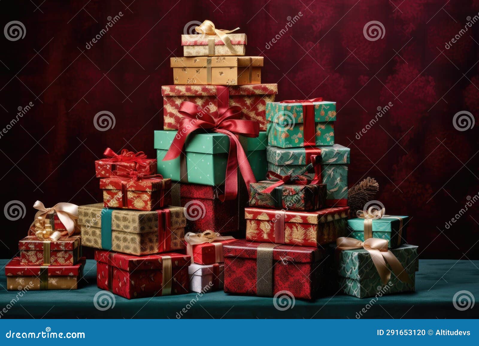 Festive Holiday Gift Boxes Stacked on Each Other Stock Photo - Image of ...