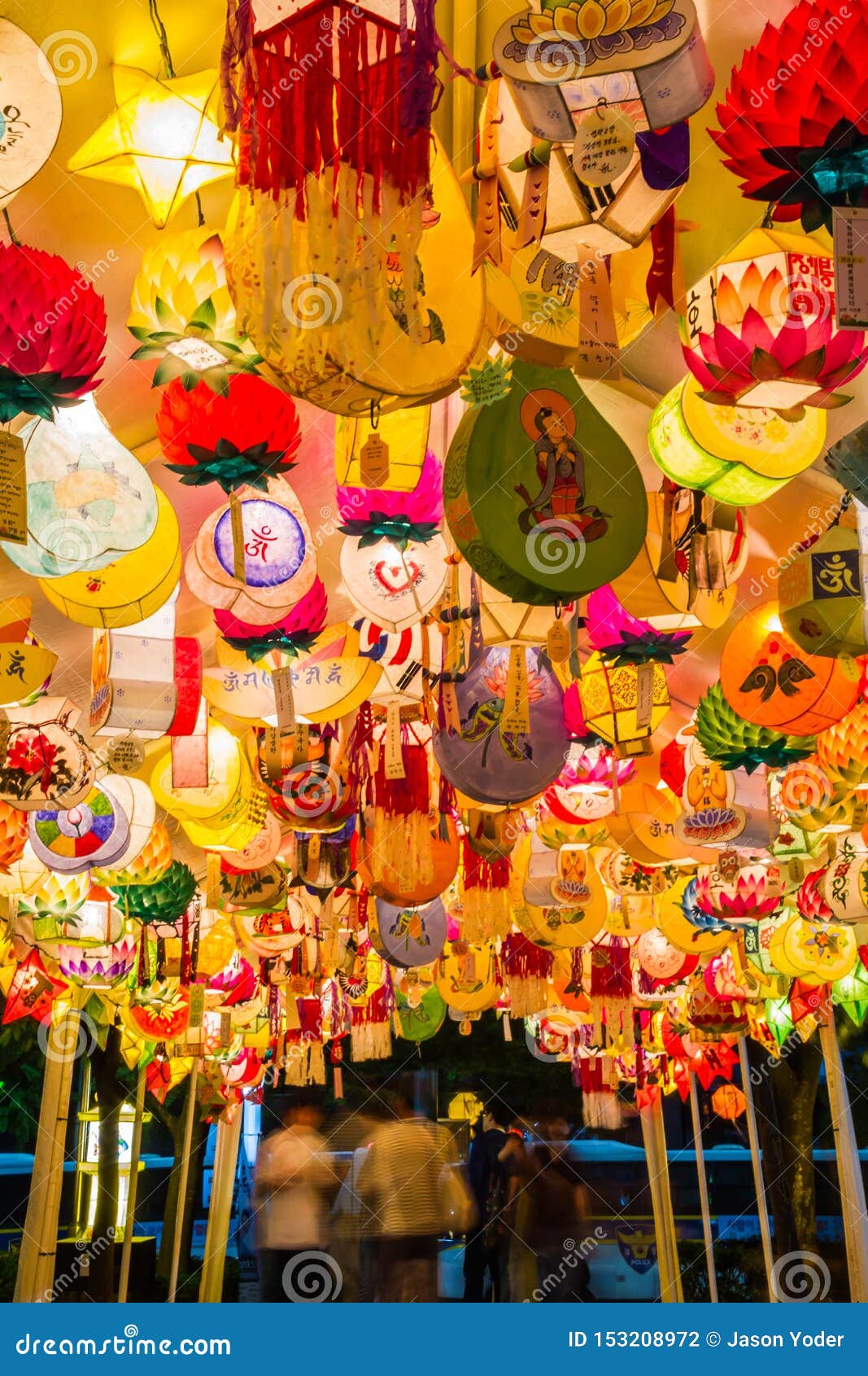 Festive Illuminated Lanterns Hanging Over a Walking Path Editorial ...
