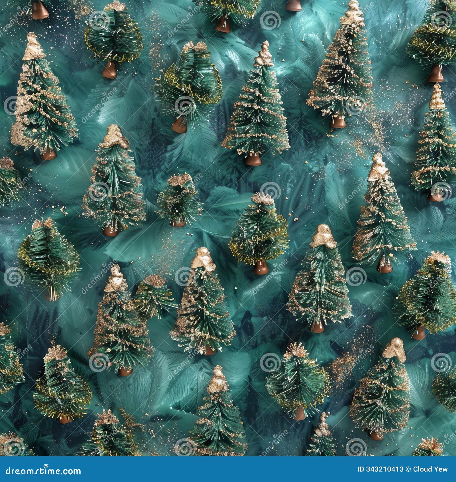 Festive Layout of Christmas Trees and Tinsel. Stock Illustration ...