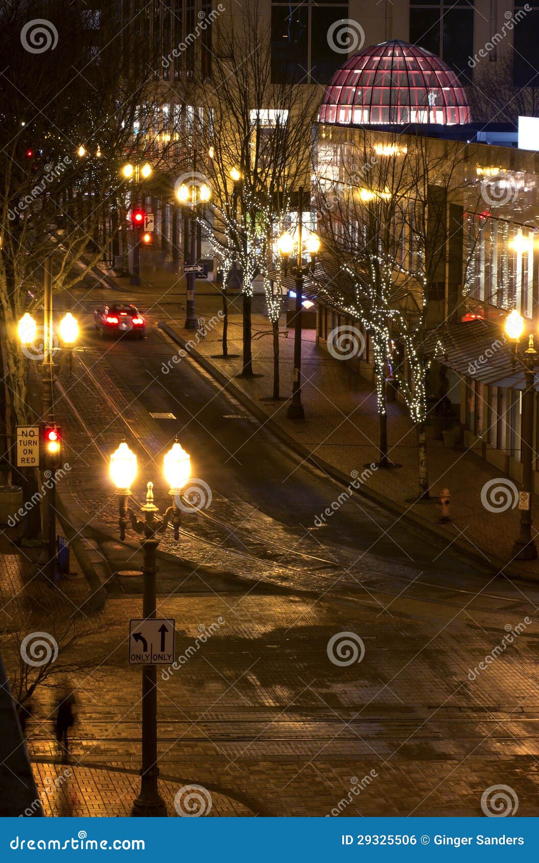 Festive Modern Buildings and Streets at Night Stock Photo - Image of ...