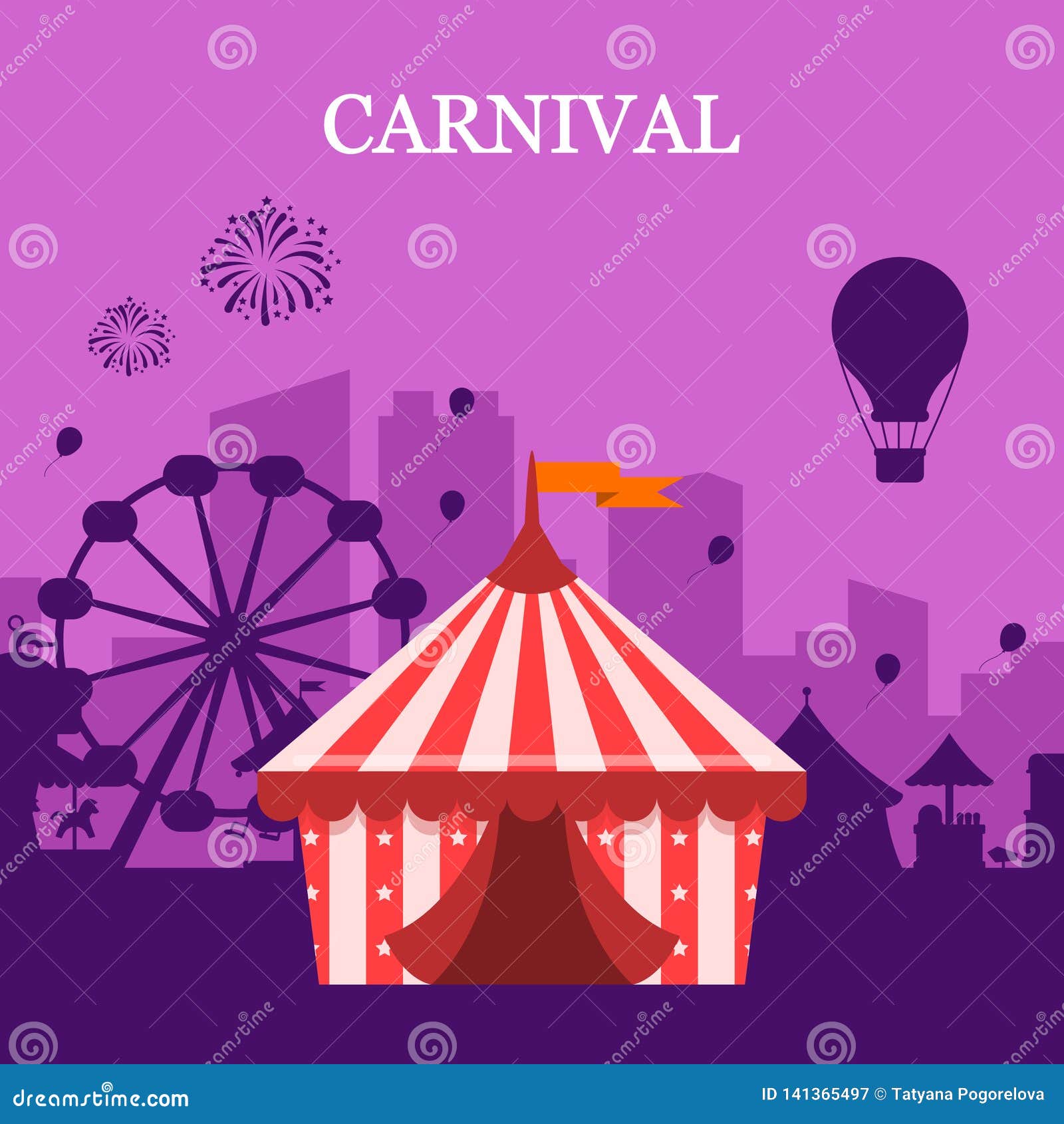 Festive Mood. Carnival Title with Colorful Elements Stock Vector ...