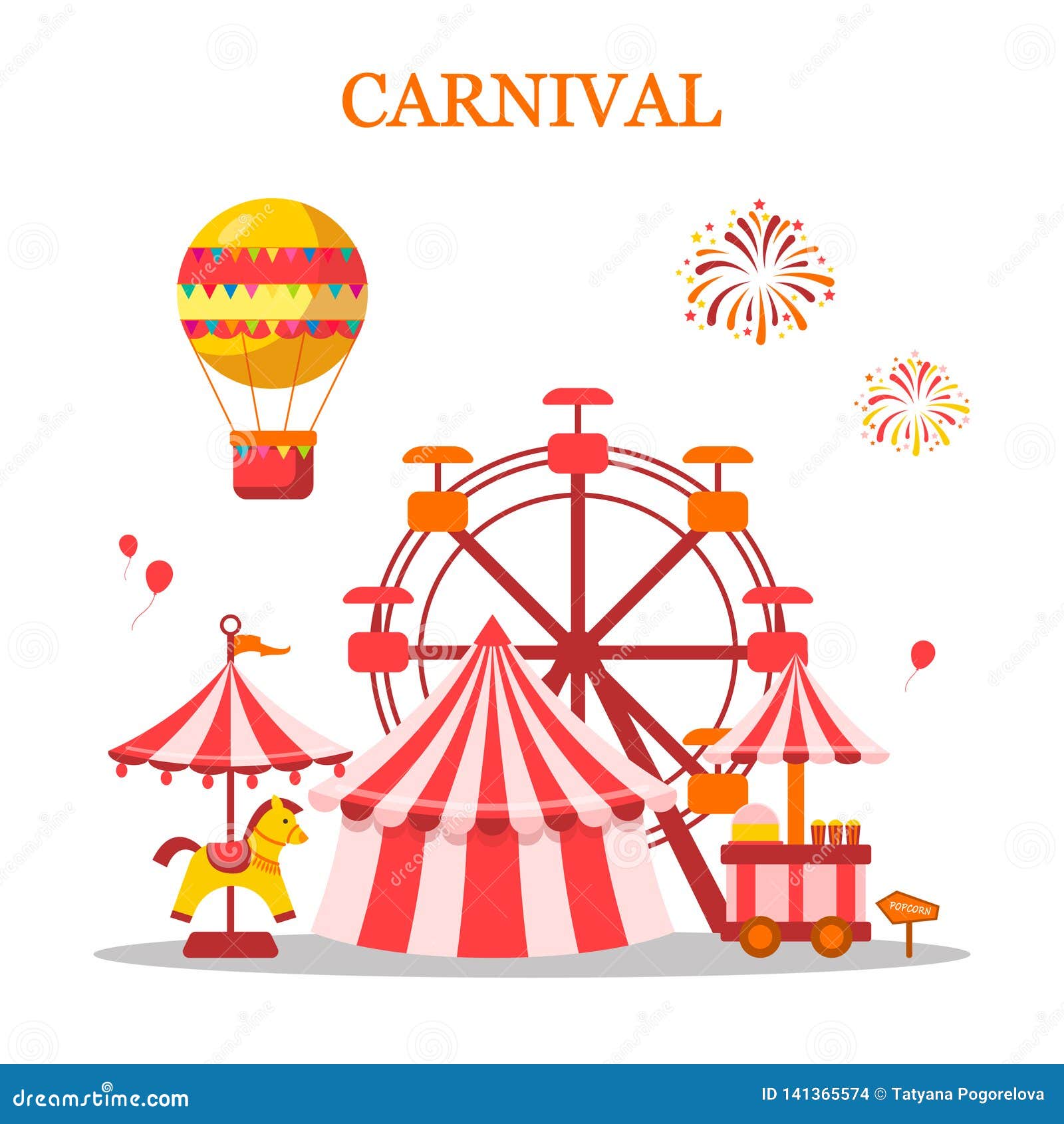 Festive Mood. Carnival Title with Colorful Elements. Amusement Park ...