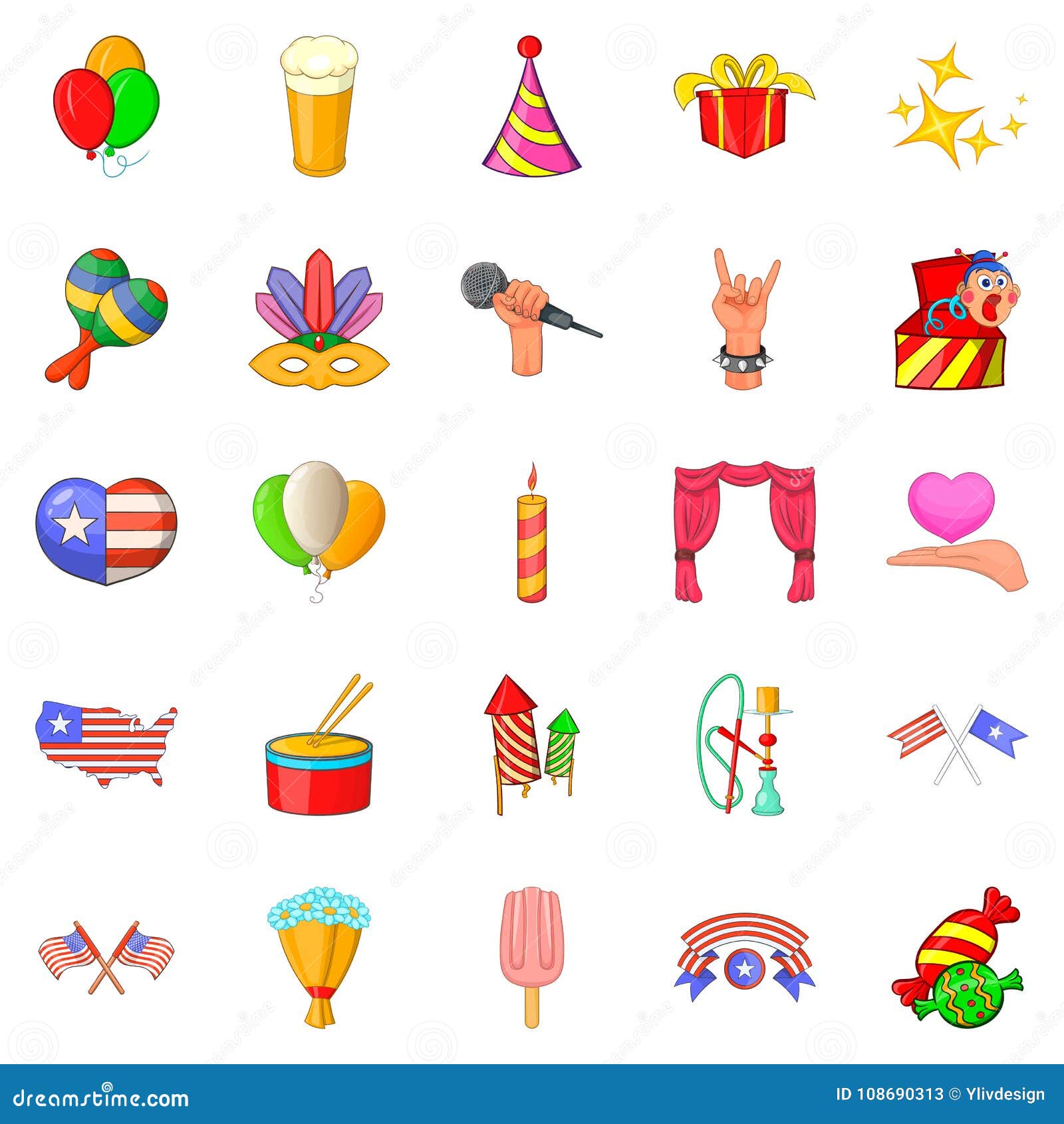 Festive Mood Icons Set, Cartoon Style Stock Vector - Illustration of ...