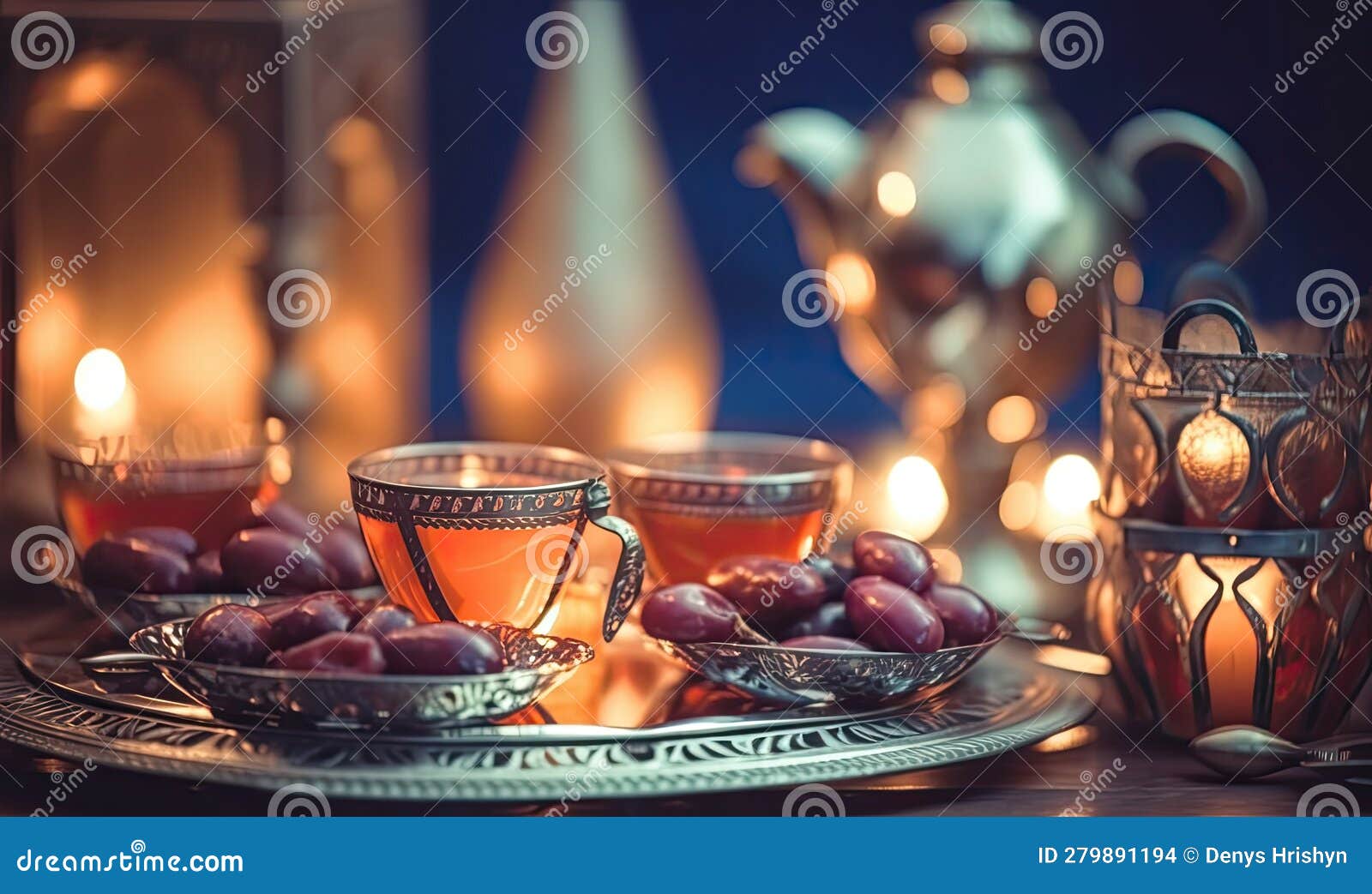 Festive Moroccan Tea Cup with Arabic Calligraphy for Ramadan Creating ...