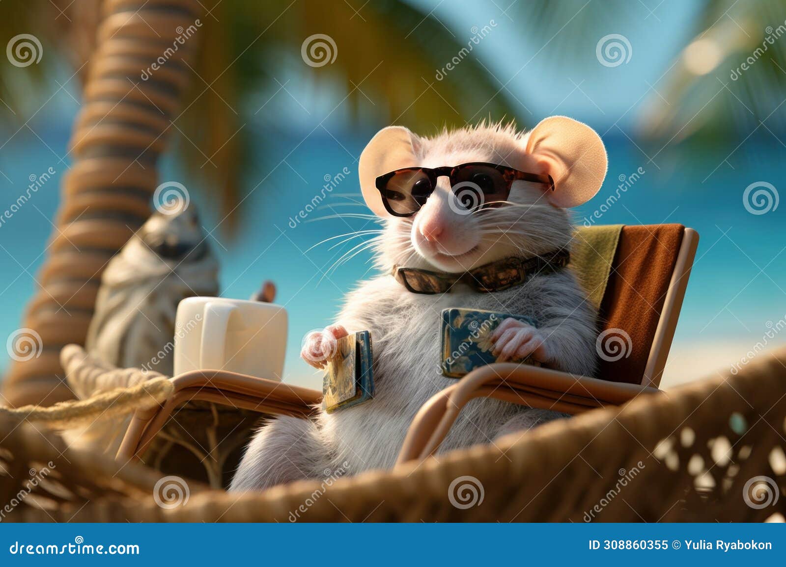Festive Mouse Beach Vacation. Generate Ai Stock Illustration ...