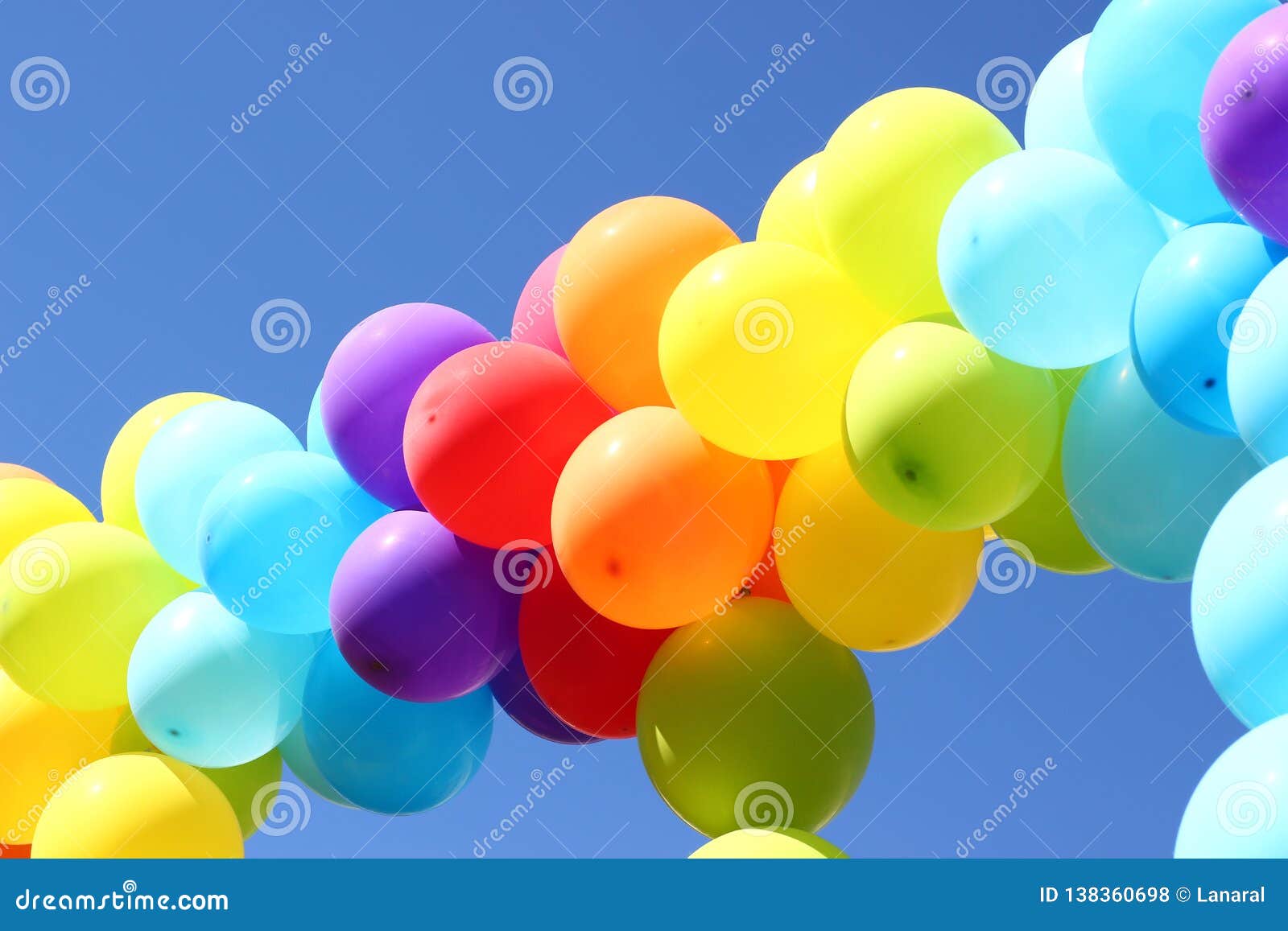 Festive Multi-colored Balloons in the Sky Stock Photo - Image of ...