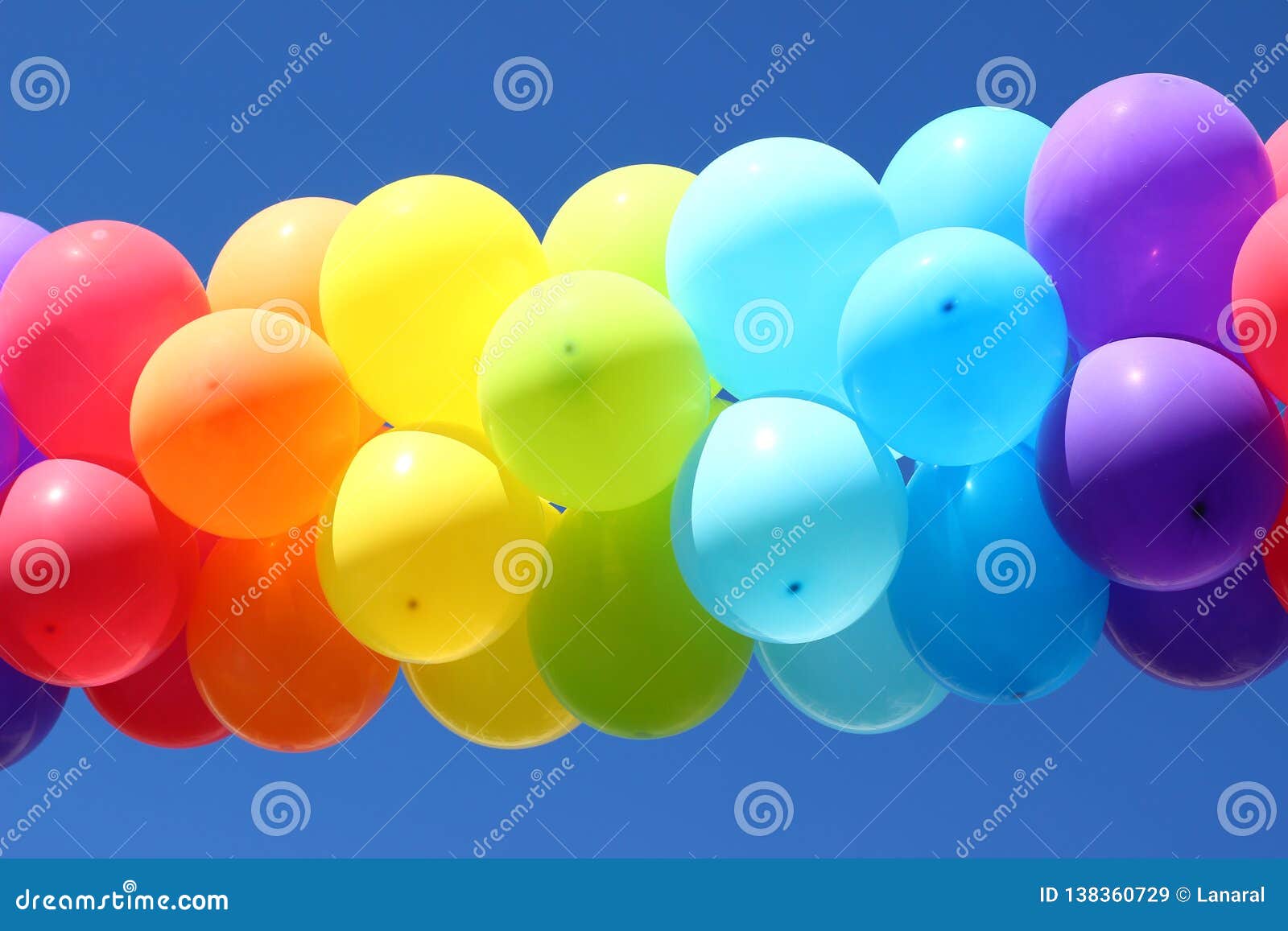 Festive Multi-colored Balloons in the Sky Stock Image - Image of helium ...