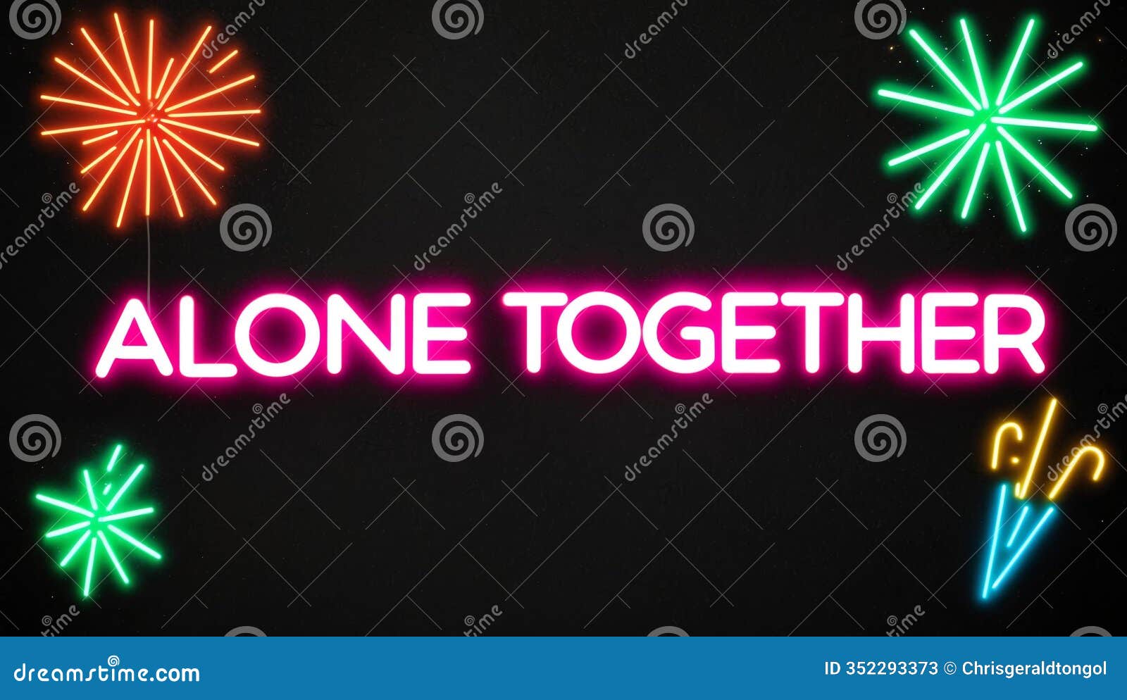 Festive Neon Backlit Style of the Word Alone Together Ai Generated ...