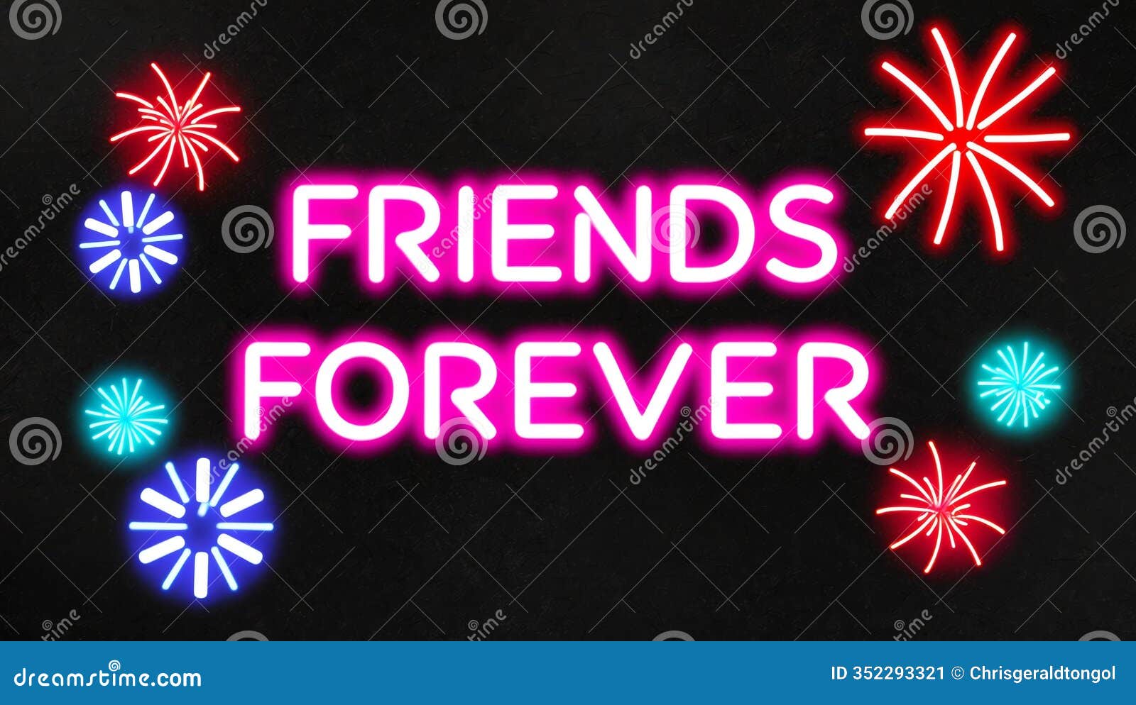 Festive Neon Backlit Style of the Word Friends Forever Ai Generated ...
